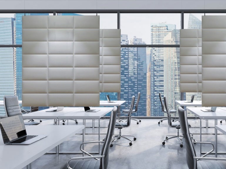 Polyester fibre acoustic baffles ECODESK BAFFLE XL ECOrange Collection ...
