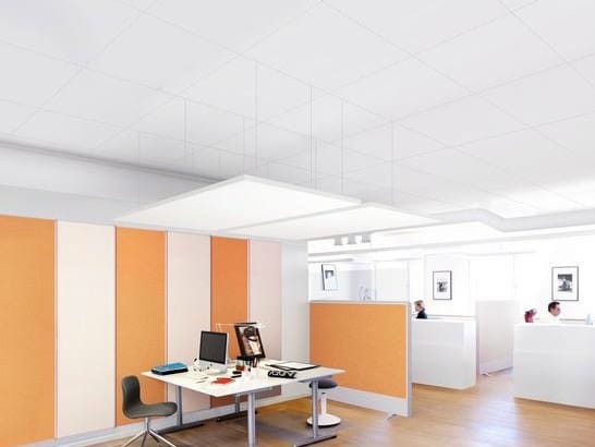 Glass wool acoustic ceiling clouds Ecophon Solo™ Rectangle Ecophon Solo™ Line By Saint-Gobain ...