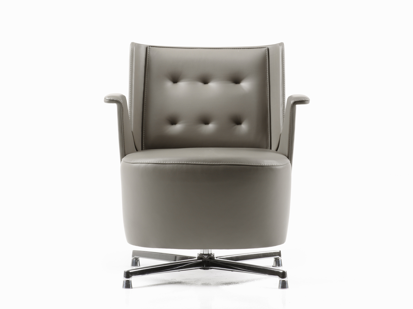 Tufted leather easy chair with 4-spoke base EMBRASSE LOUNGE | Leather ...