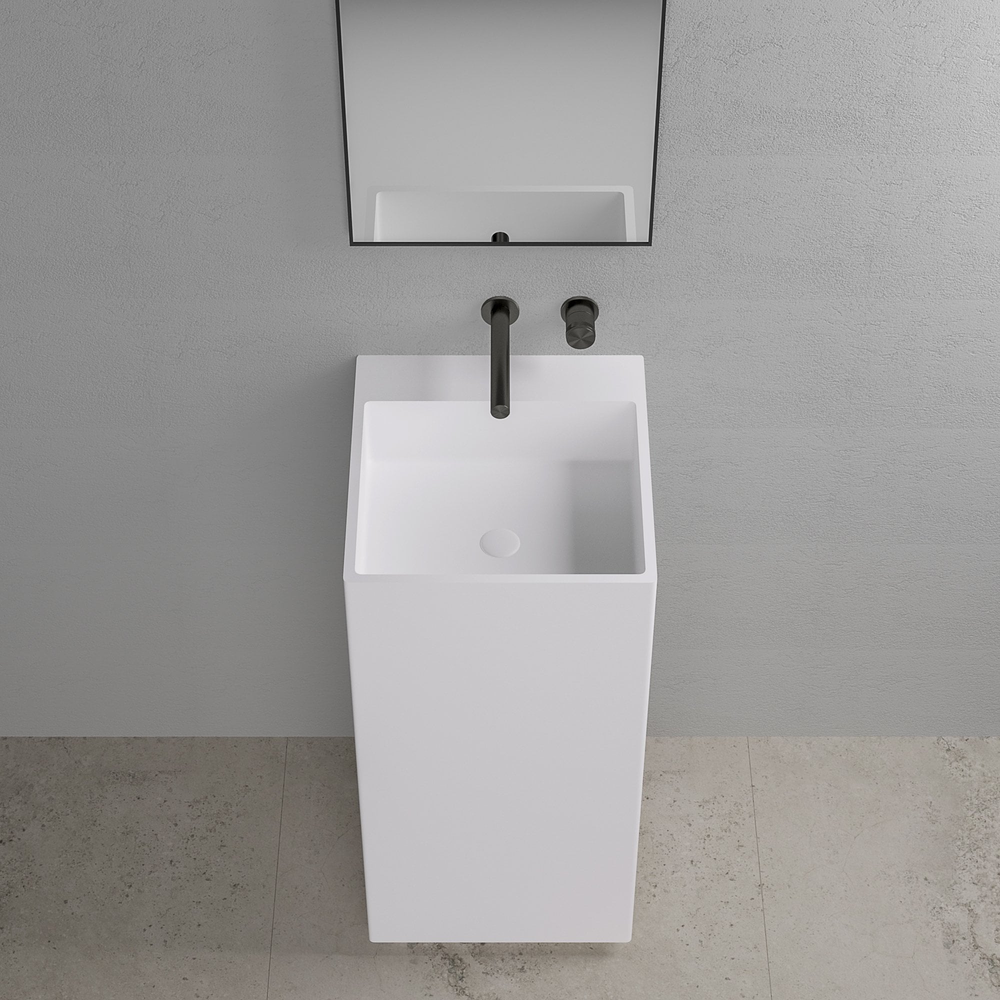 ETHOS Freestanding rectangular Resin Stone washbasin By LUSSO