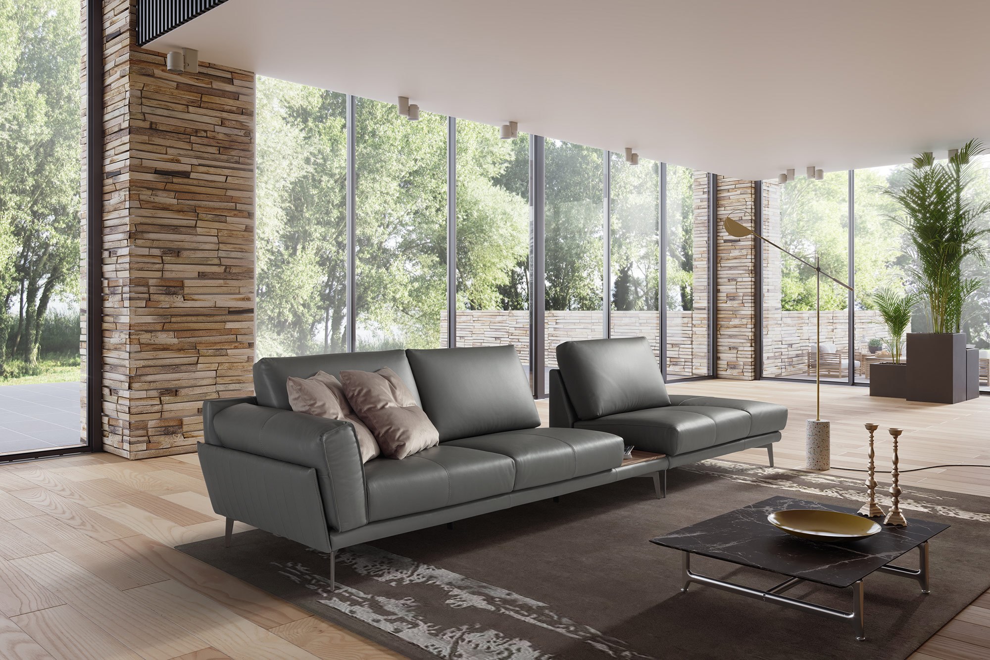FASCINO | Leather sofa Sectional leather sofa with coffee table By ...