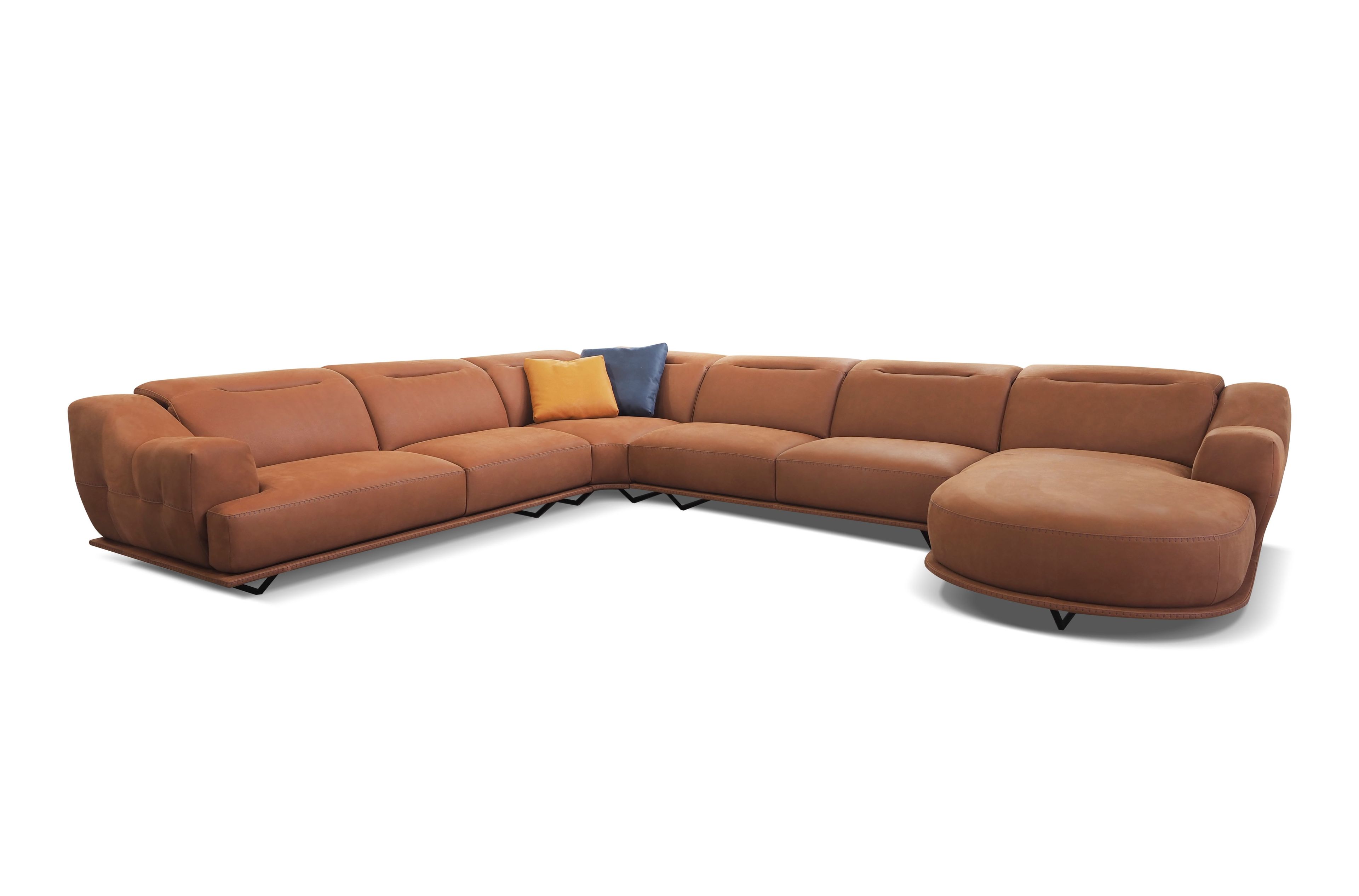 FELLINI | Sofá con chaise-longue Sofá de cuero de esquina con chaise-longue By Rossini Sofas