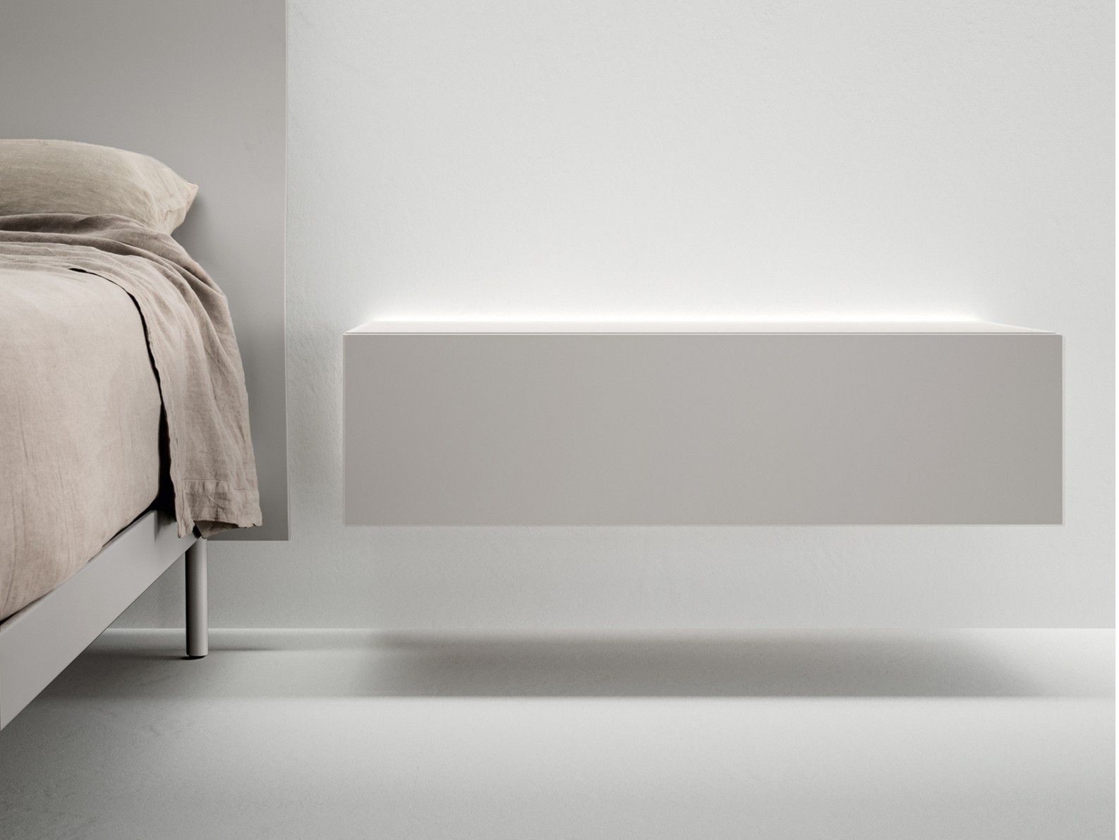 FILNOX Comodino rettangolare sospeso in legno con illuminazione By Caccaro