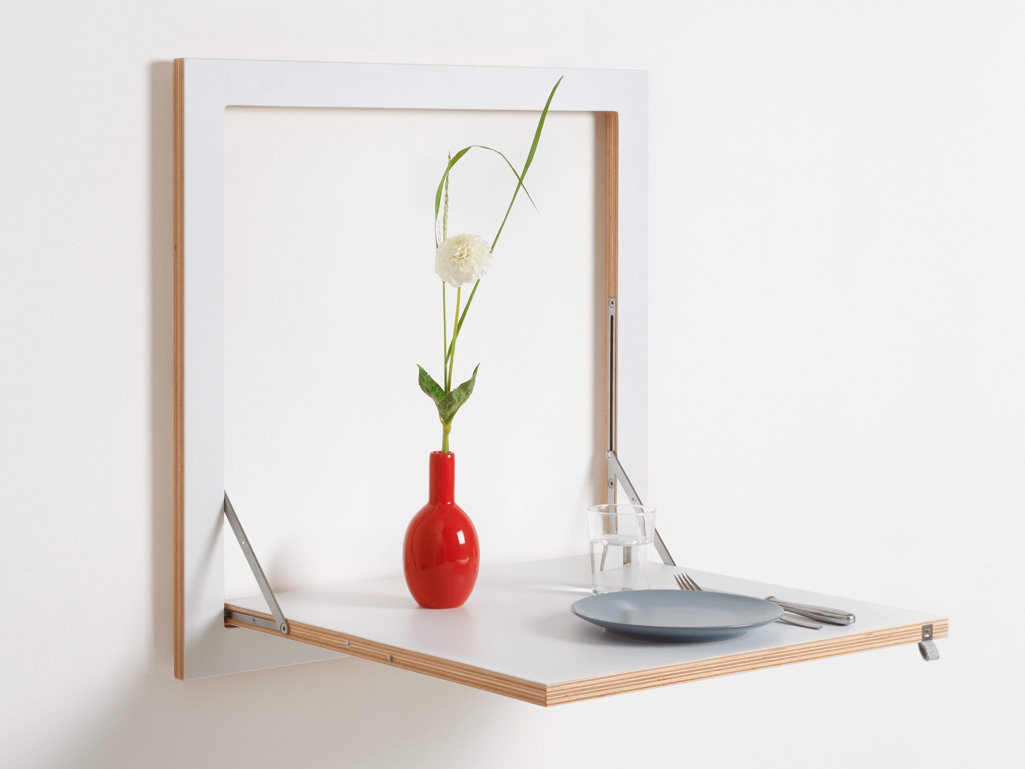 Wall mounted plywood kitchen table FLÄPPS KITCHEN TABLE - WHITE Fläpps ...