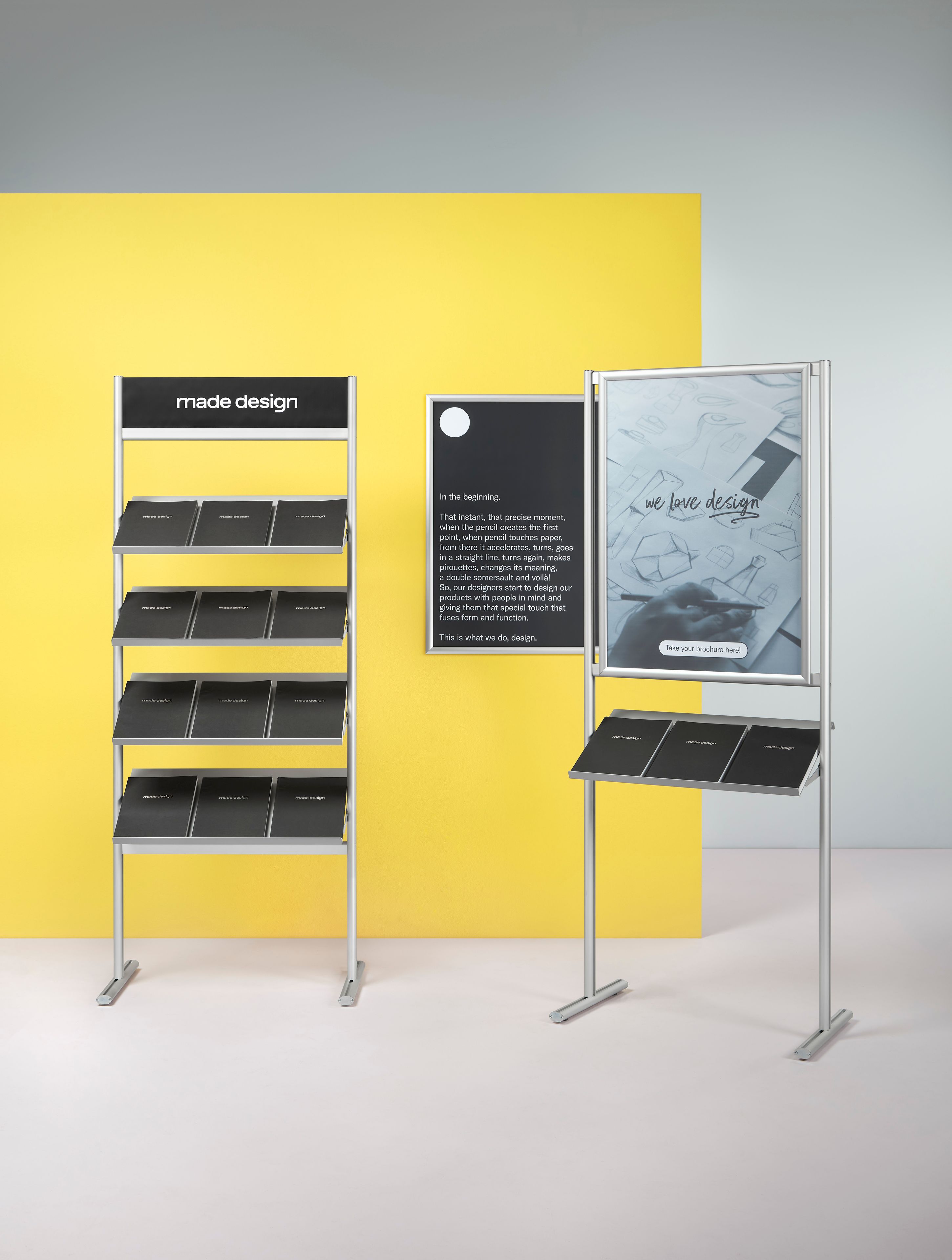 Floor-standing one-sided aluminium display unit Floor-standing display ...