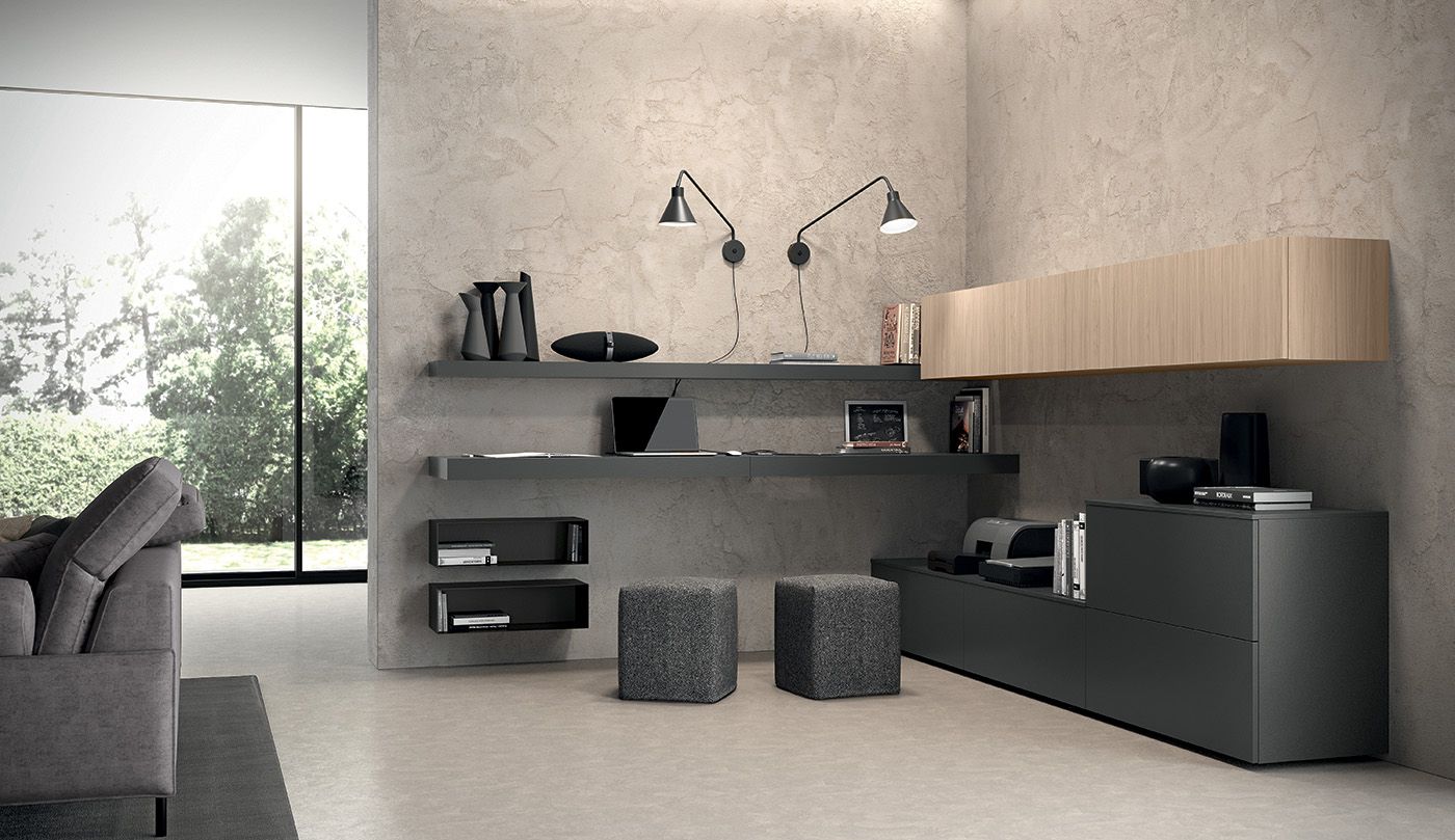 FLOW | Storage wall with secretary desk By Colombini Casa