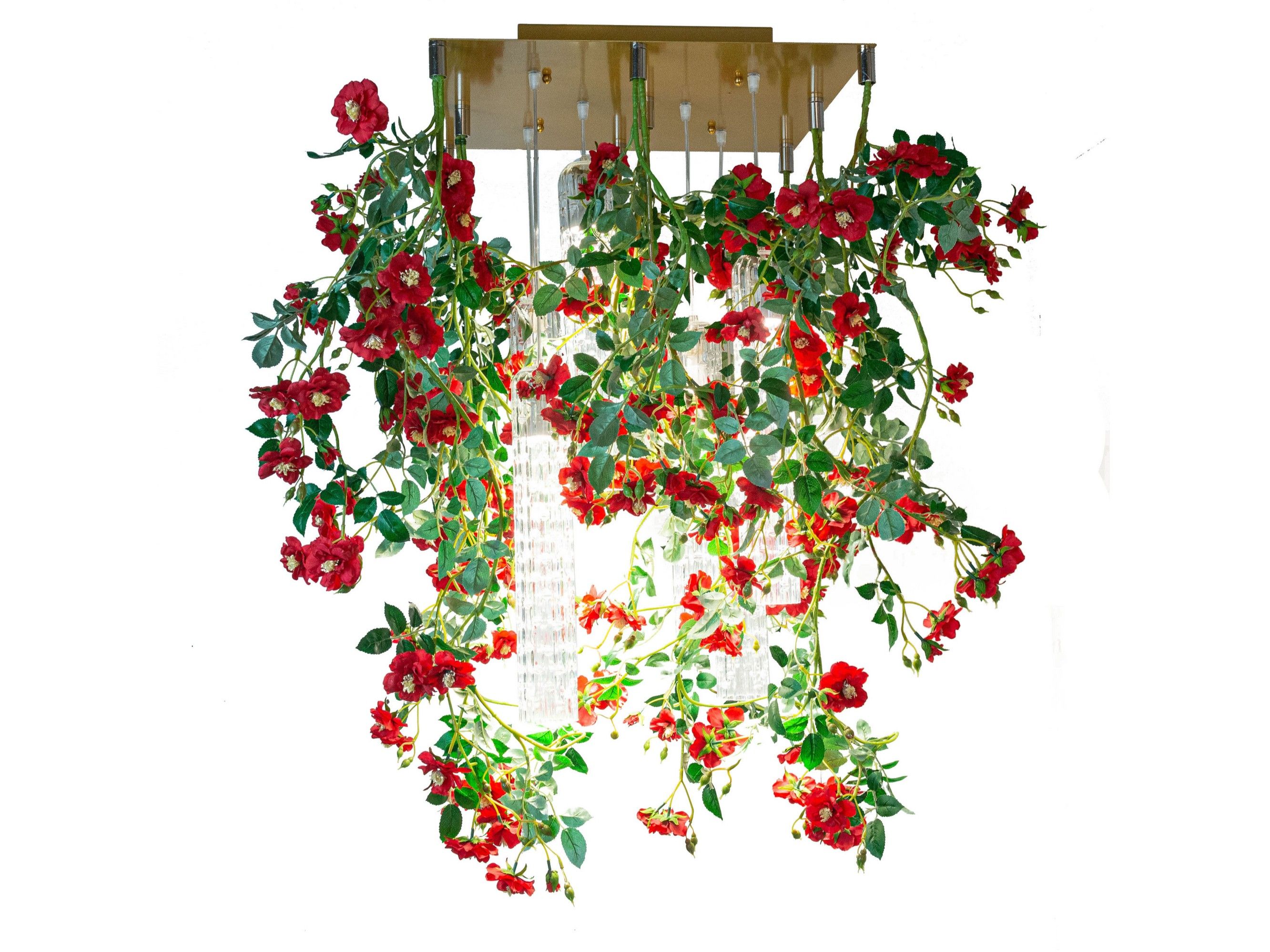 FLOWER POWER WILD RED ROSES SQUARE Ceiling lamp By VGnewtrend