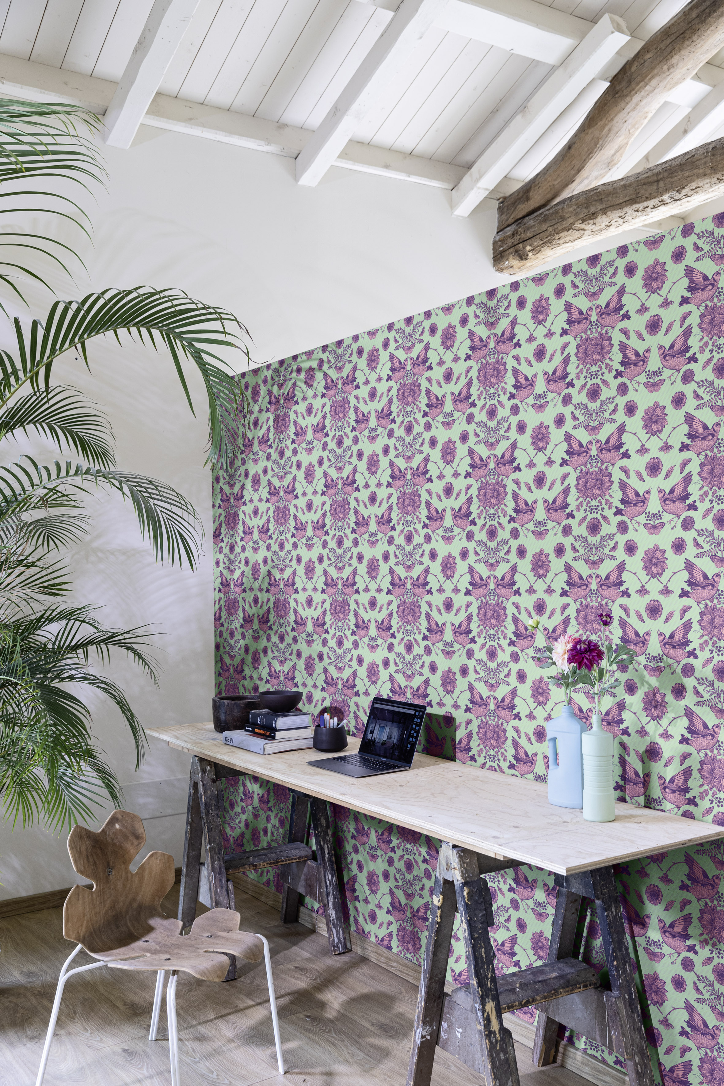 FLOWER THIEF WPN 1505 Wallpaper By Spaghetti Wall | design Ana Basoc