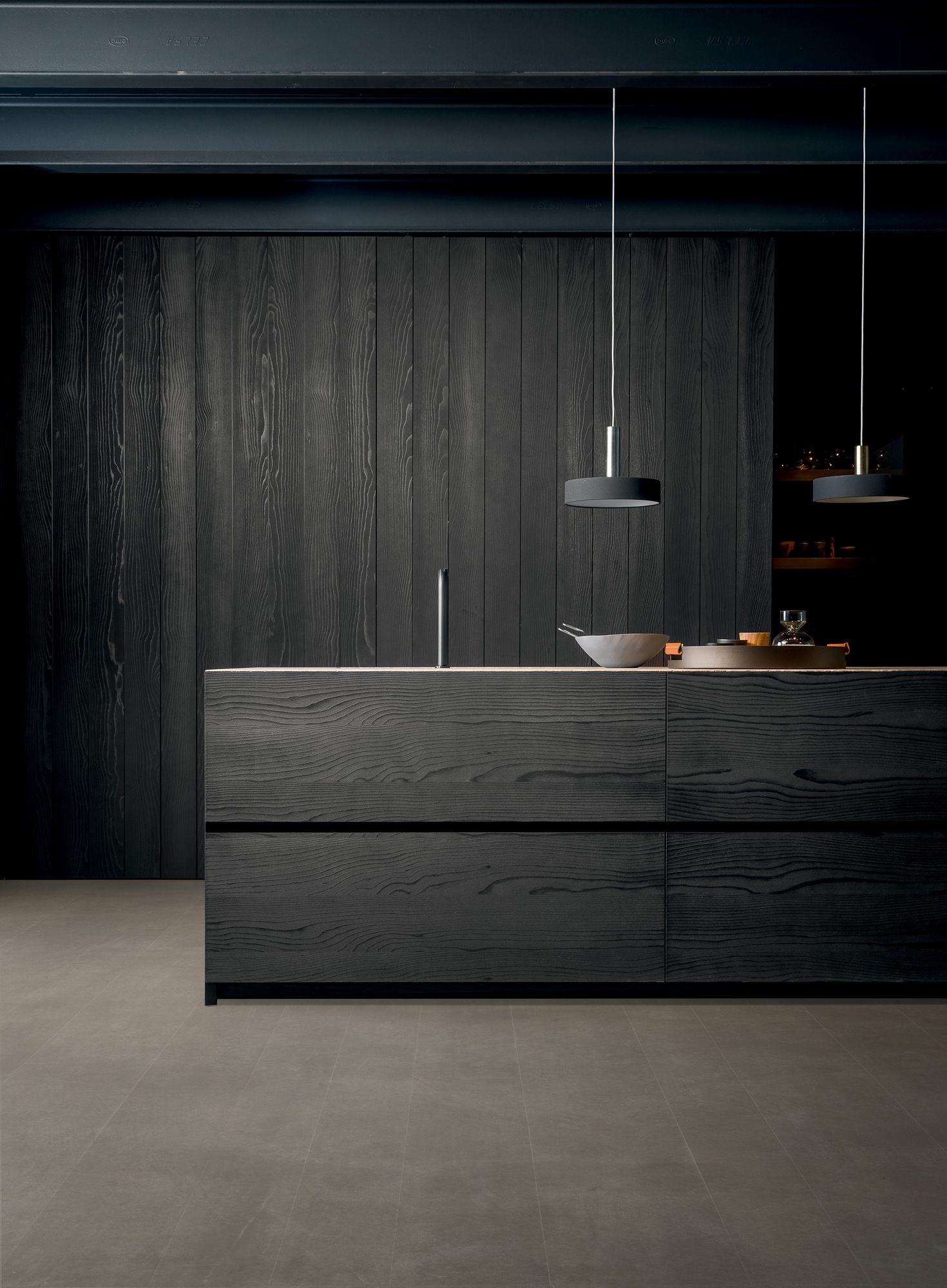 Cedarwood kitchen with island with integrated handles FLY FLOAT Fly ...