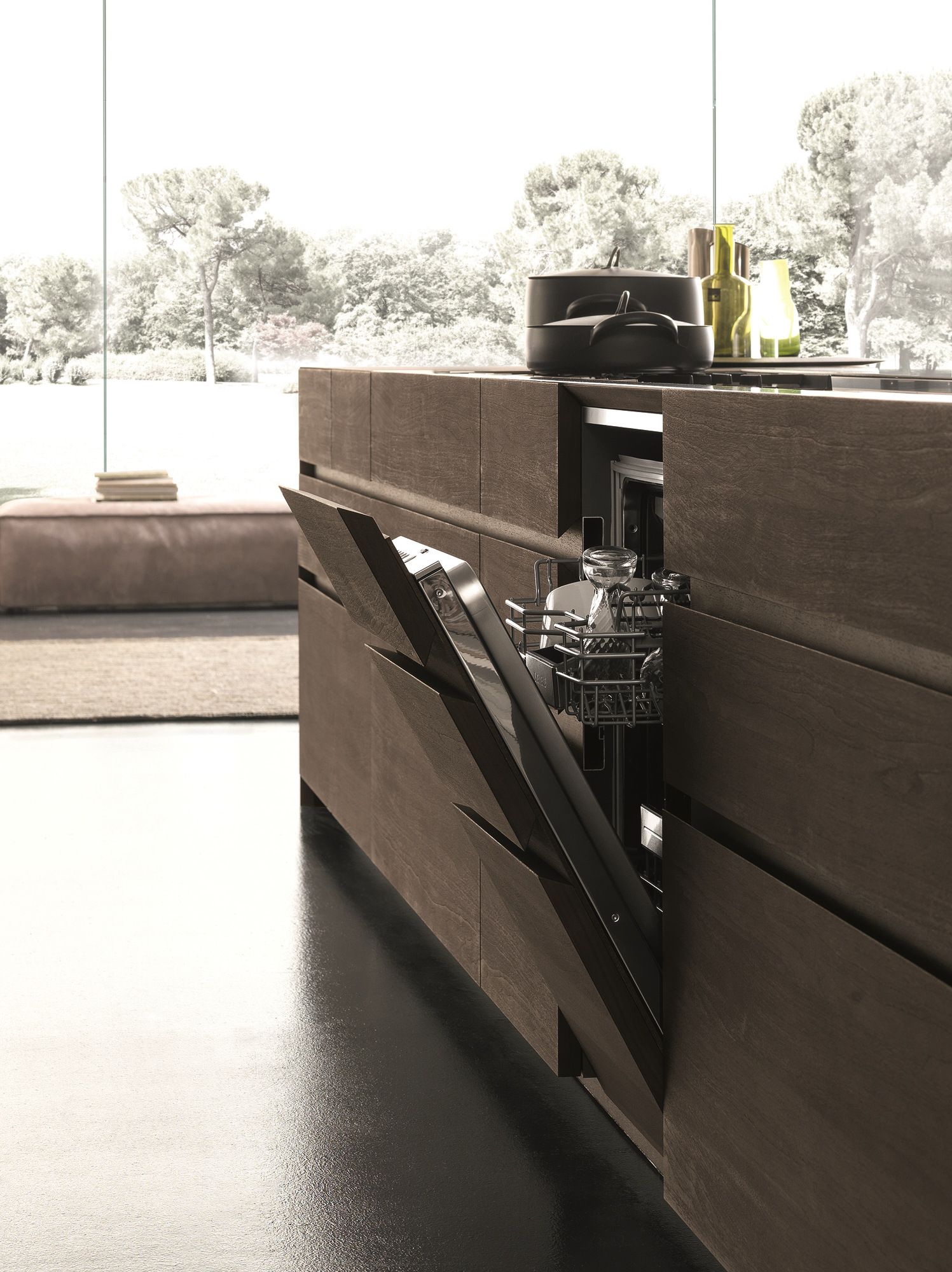 FLY Stainless steel and wood kitchen with island By MODULNOVA | design ...