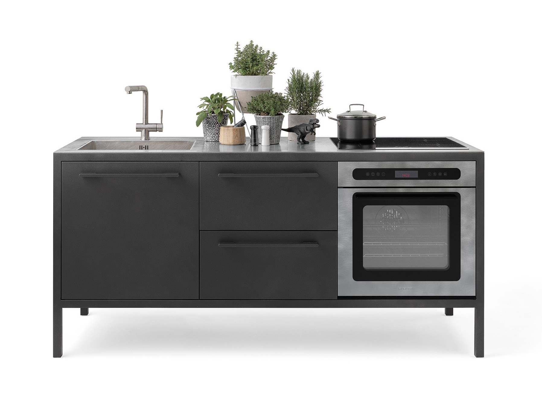 FRAME KITCHEN 3 UNITS Metal mini kitchen with handles By Fantin ...