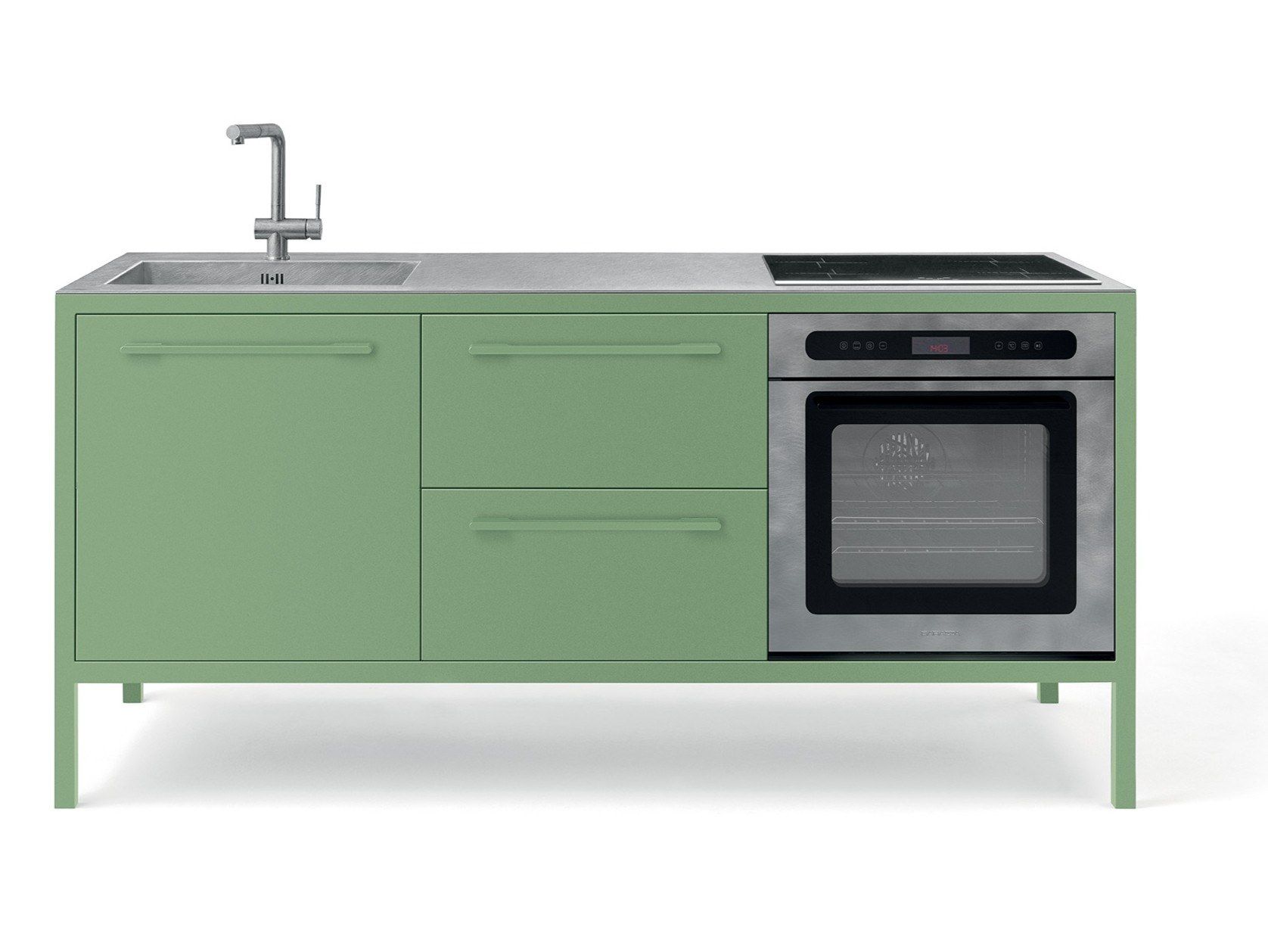 FRAME KITCHEN 3 UNITS Metal mini kitchen with handles By Fantin ...