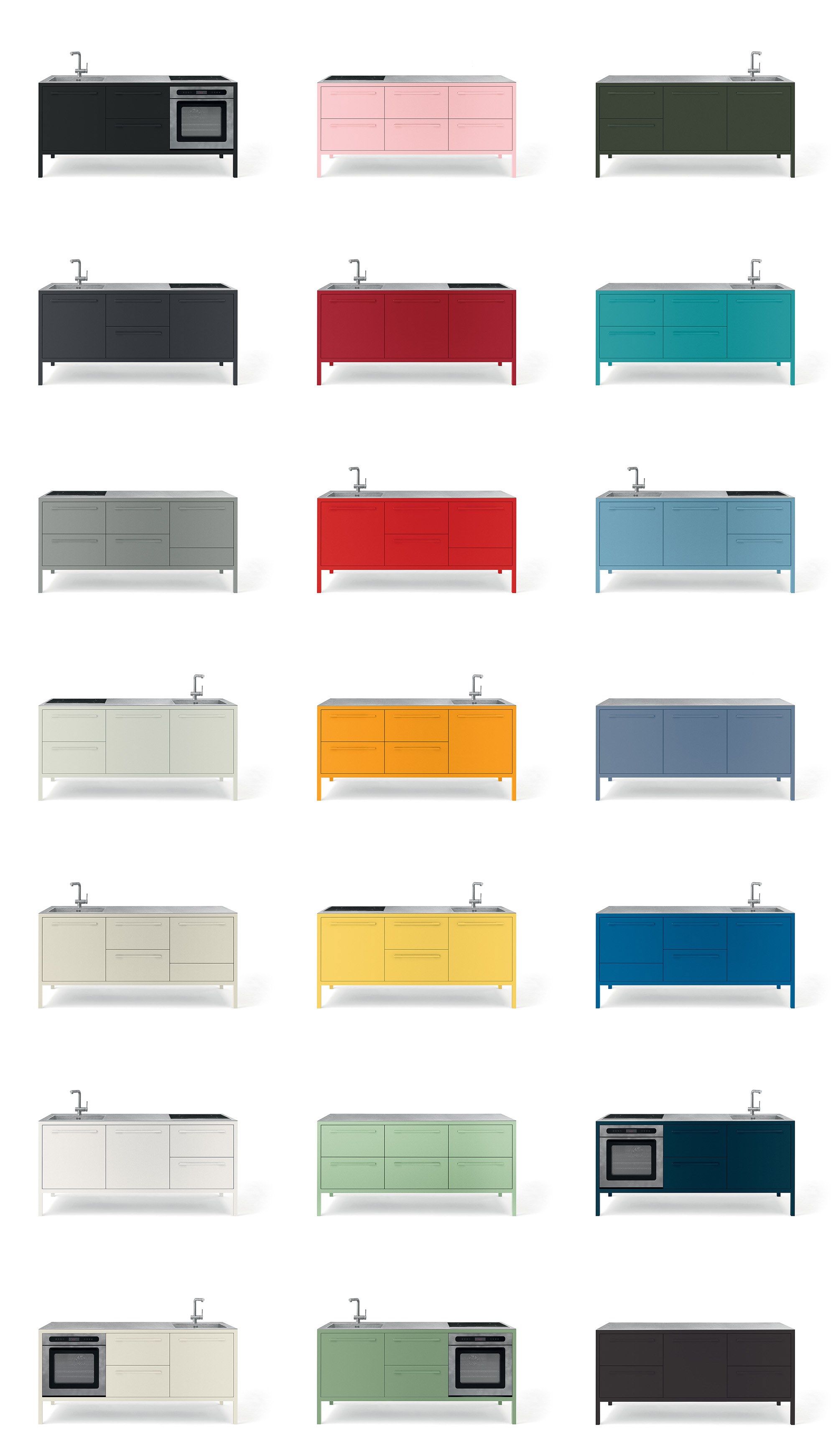 Metal mini kitchen with handles FRAME KITCHEN 3 UNITS By Fantin design ...