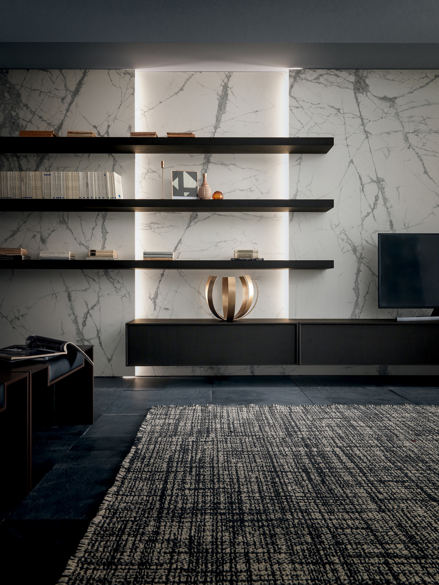 FRAME | Storage wall with integrated lighting Frame Collection By MODULNOVA