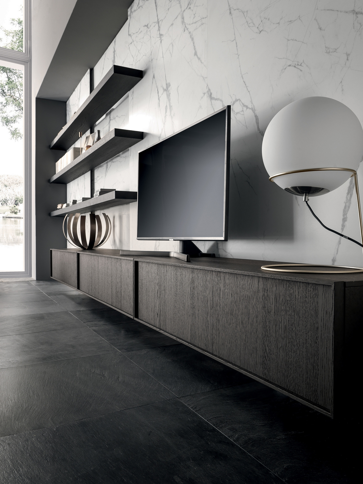 FRAME | Storage wall with integrated lighting Frame Collection By MODULNOVA