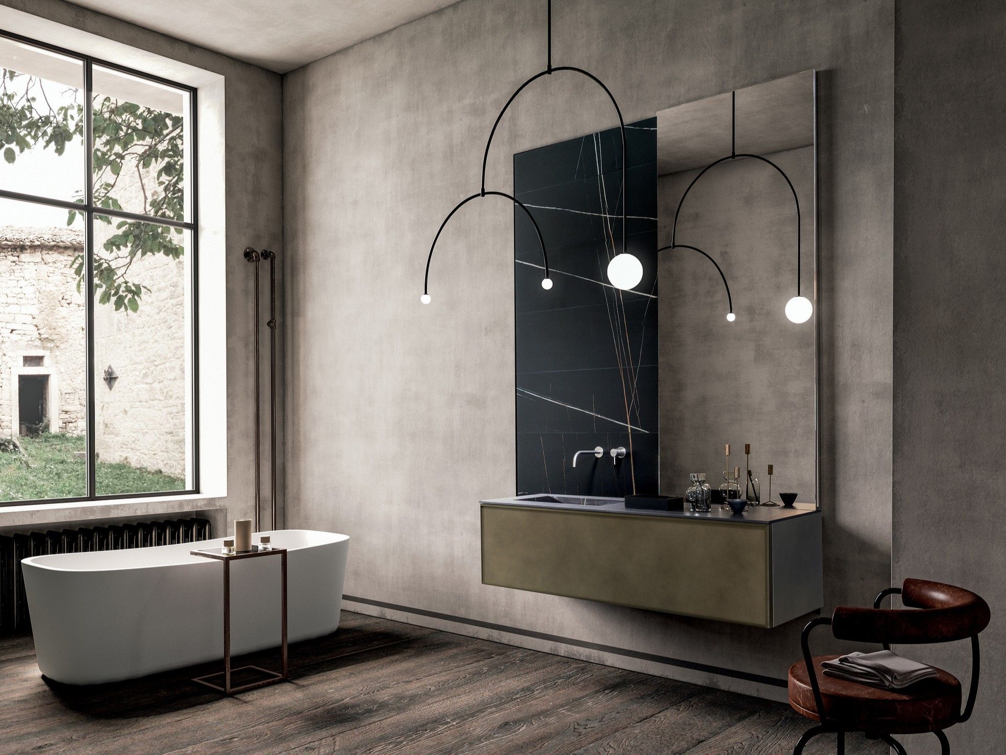 FRAME Single wall-mounted metal vanity unit with mirror By MODULNOVA ...