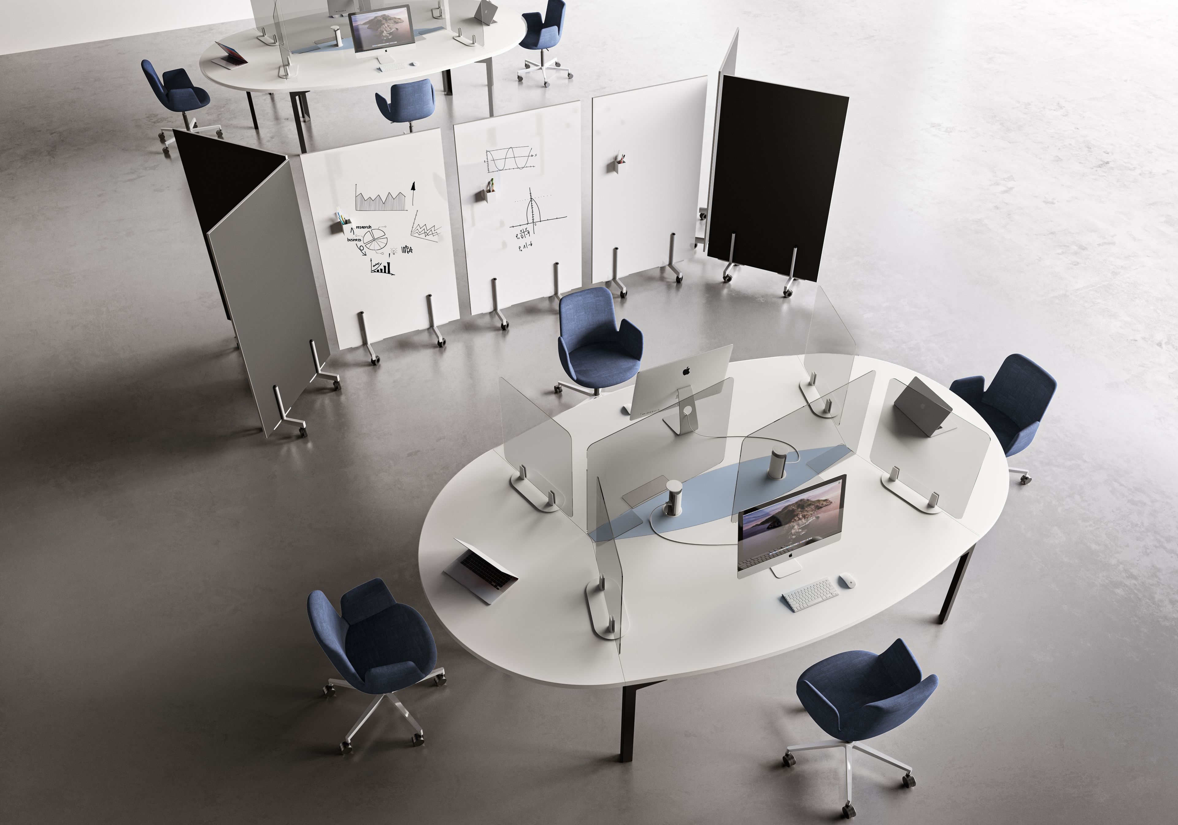 FRONTAL PANELS&SCREENS Modular glass desktop partition By DVO