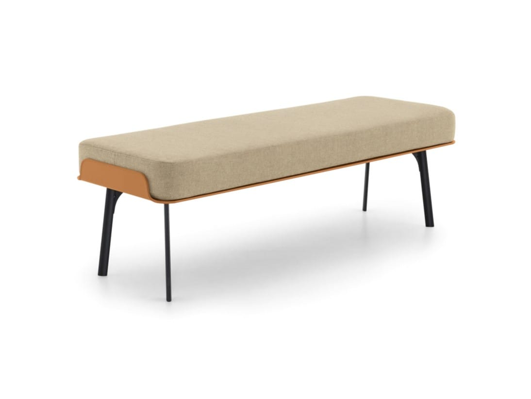 GABRI Upholstered tanned leather and textile bench By Bolzan Letti ...