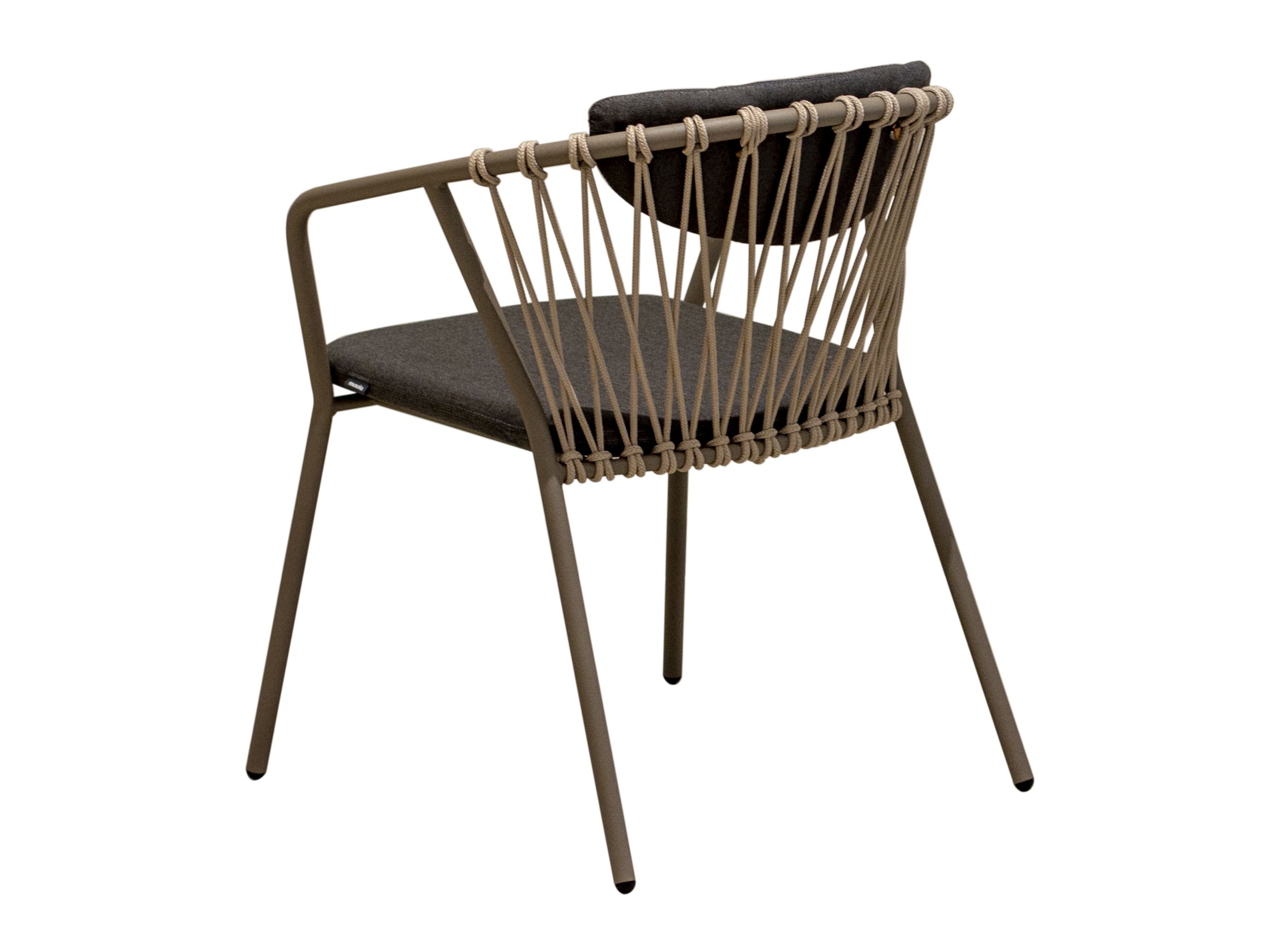 BAGA Stainless steel and rope garden chair with armrests By MUSOLA