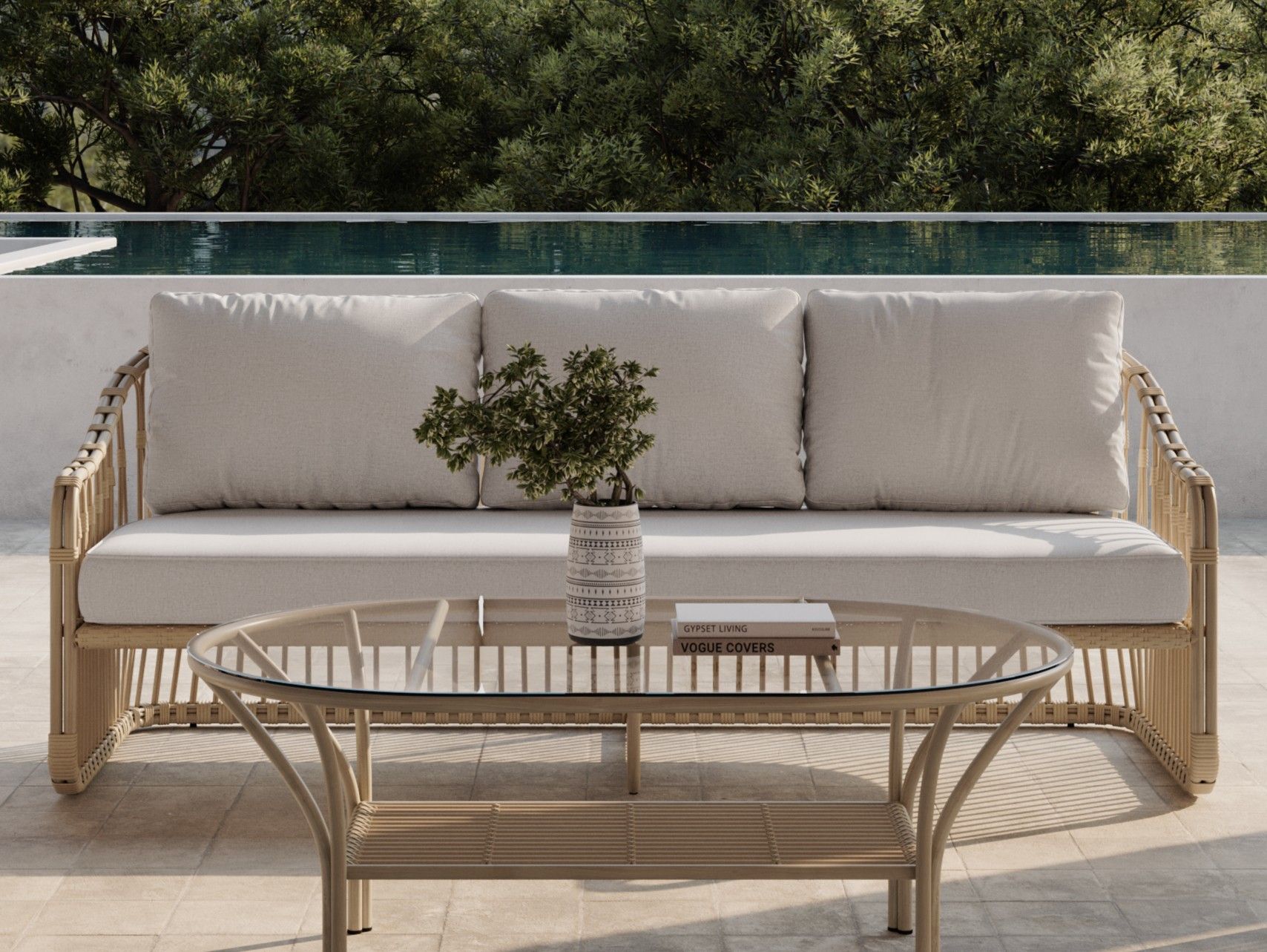 ELISA Synthetic material and aluminium garden sofa By SNOC