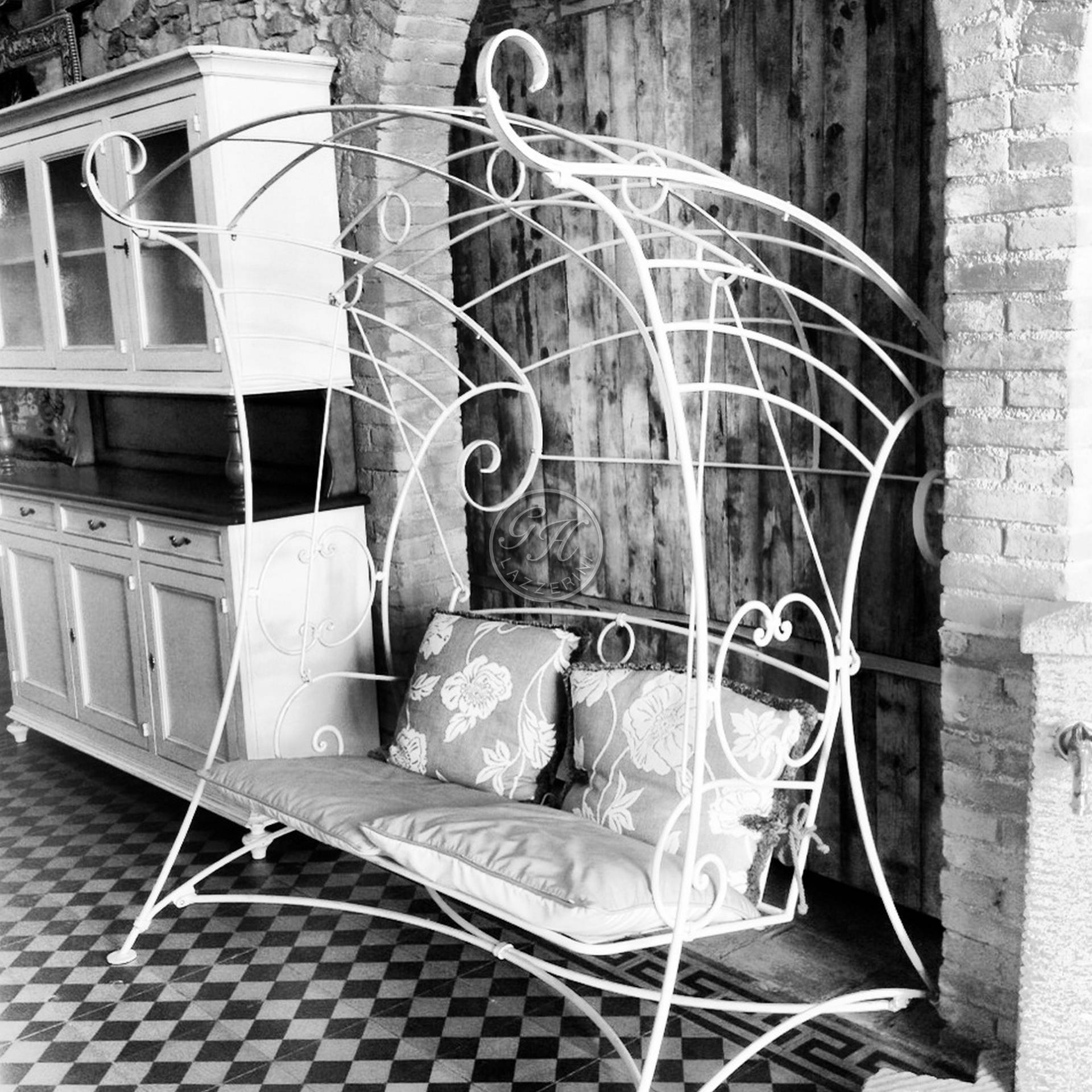 2 Seater wrought iron garden swing seat Garden swing seat 4 By GH LAZZERINI
