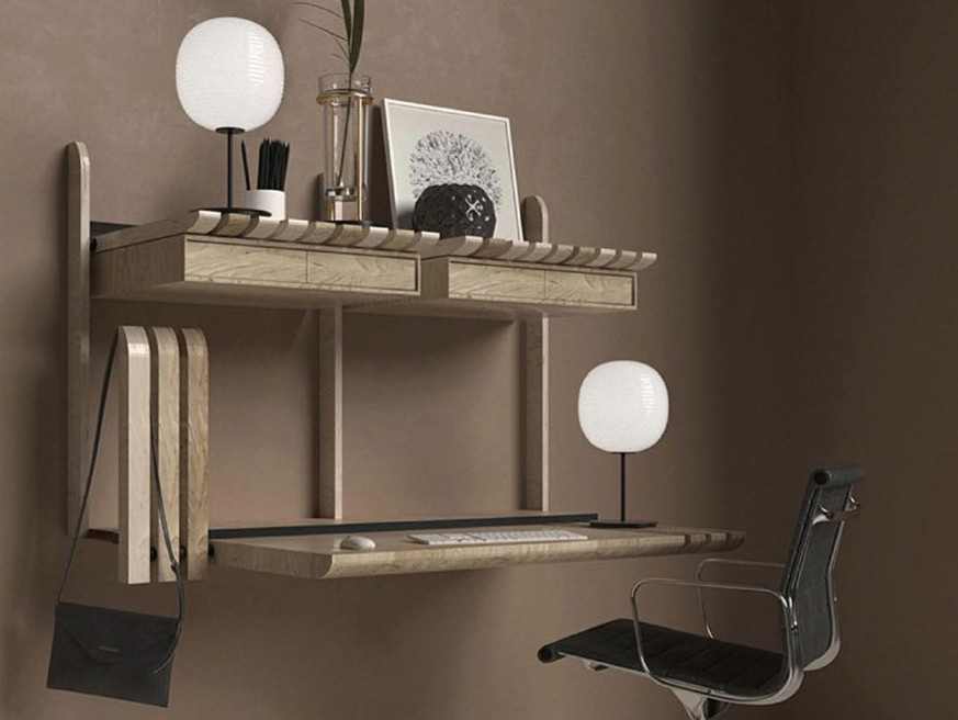 GATE Wall mounted ash secretary desk with drawers By SVITANOK | design ...