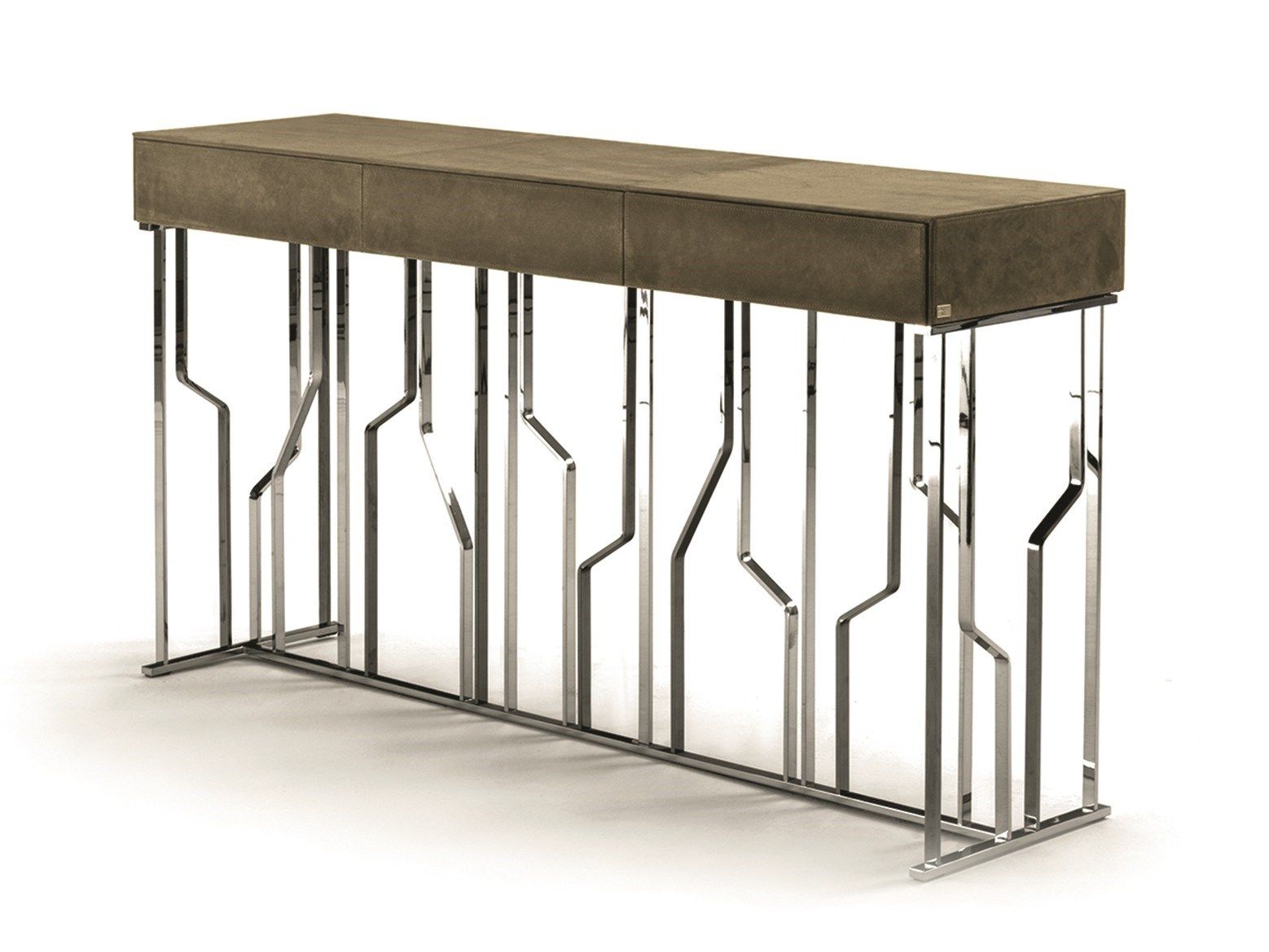 GINZA EVO Rectangular leather console table with drawers By Longhi ...