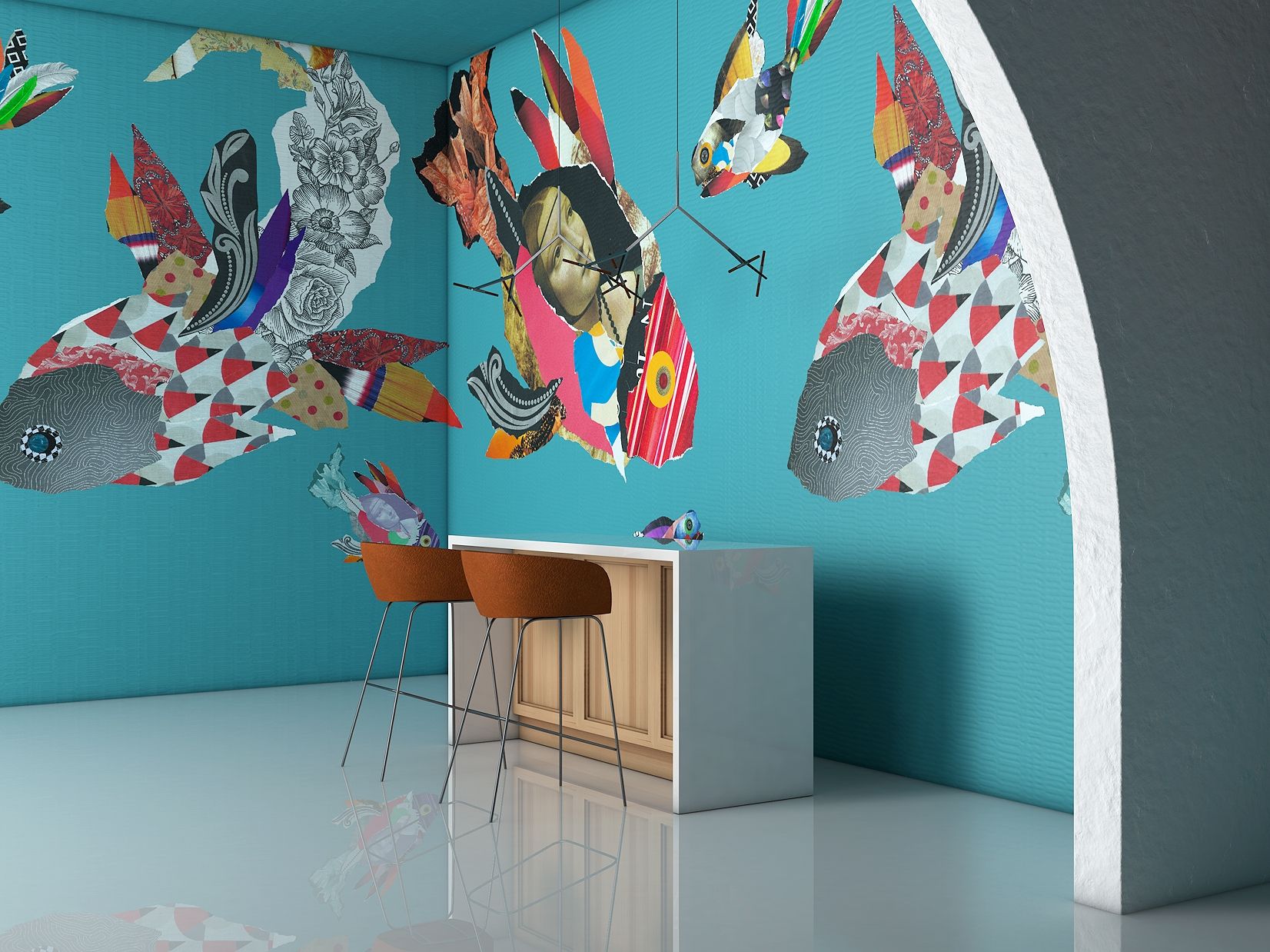 GOLDEN FISH Wall tiles By Officinarkitettura® | design Luca Artioli