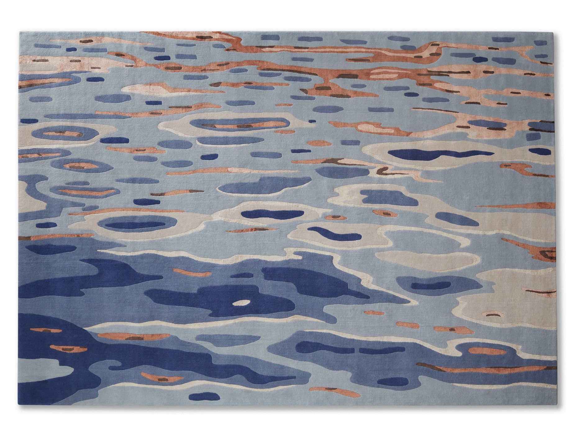 ALL AT SEA Hand knotted rug in wool and silk By Deirdre Dyson