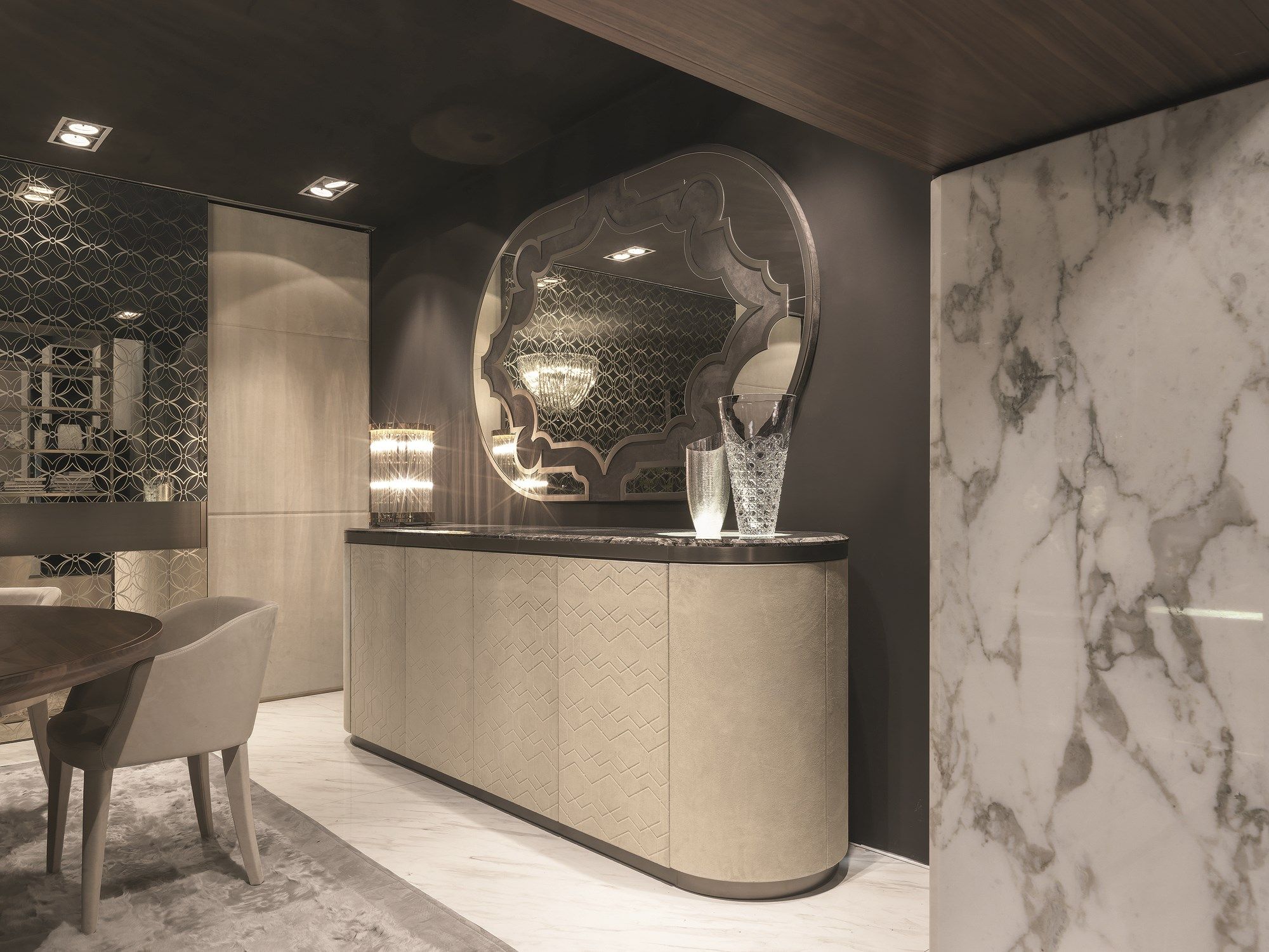 GORDON Leather sideboard with integrated lighting By Longhi | design ...