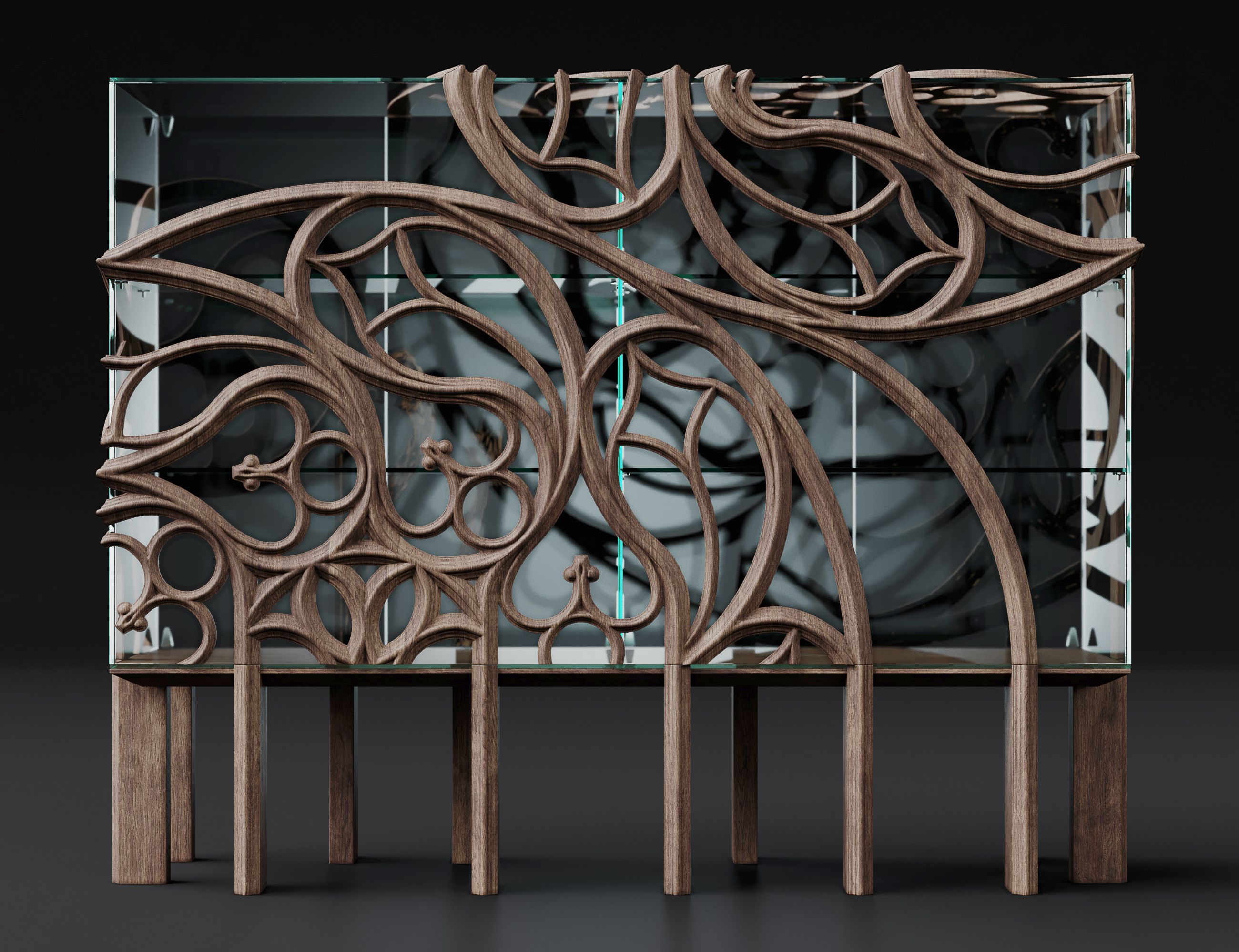 BOFFI EDIZIONI Crystal cabinet with oak wood decoration By Fratelli ...