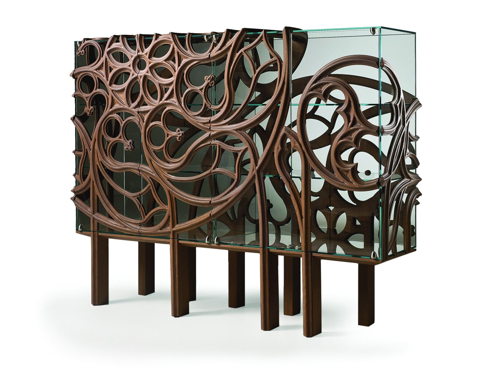BOFFI EDIZIONI Crystal cabinet with oak wood decoration By Fratelli ...