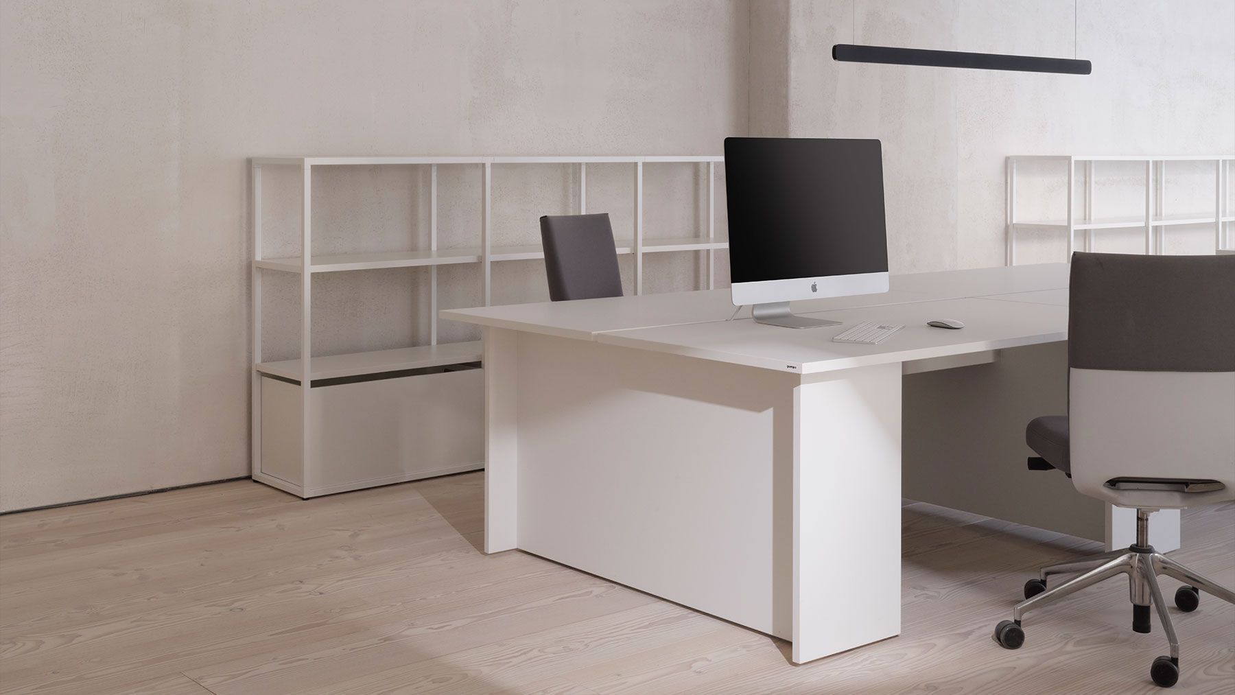 dito Workbench Multiple wooden office desk with sound absorbing screens ...