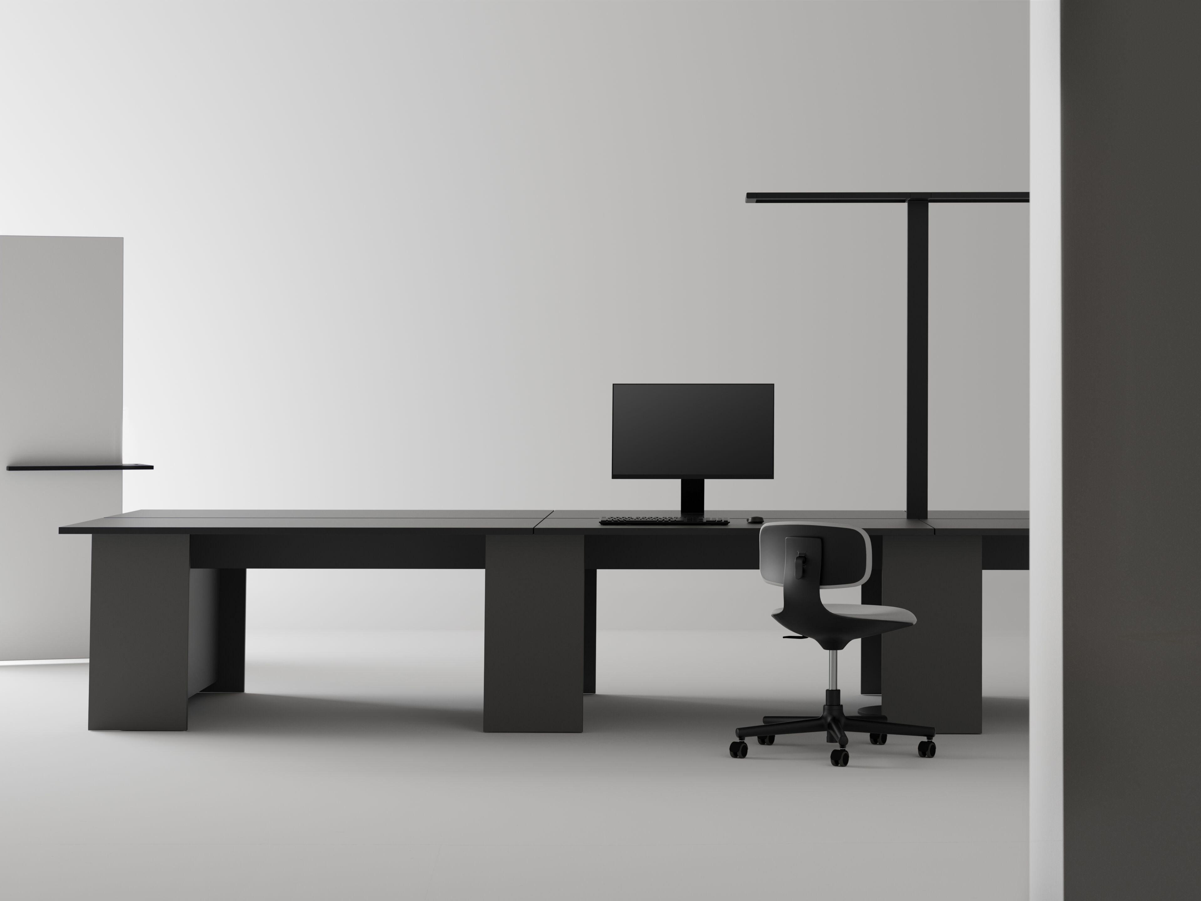 dito Workbench Multiple wooden office desk with sound absorbing screens ...