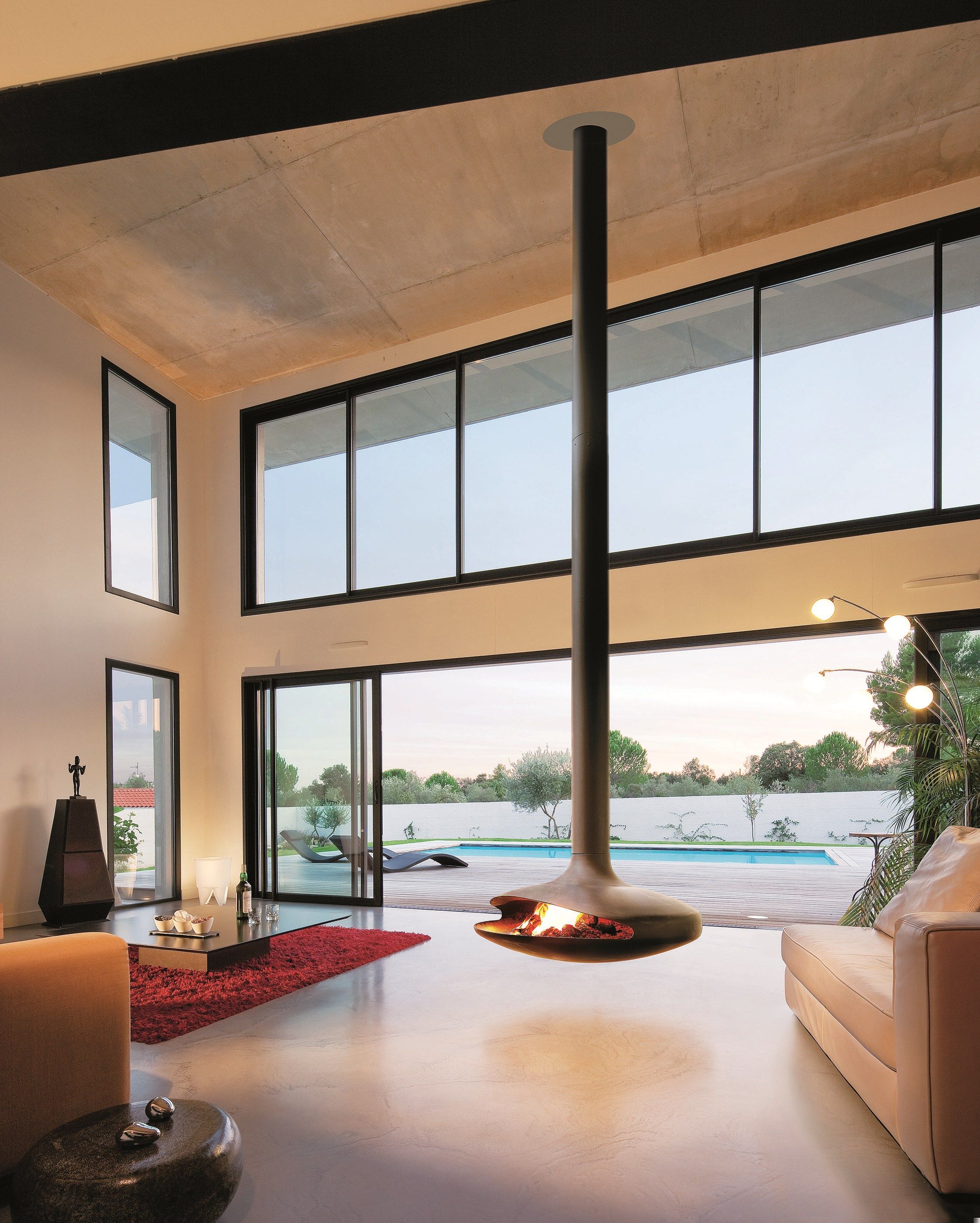 GYROFOCUS Open central hanging decorative fireplace By Focus creation ...