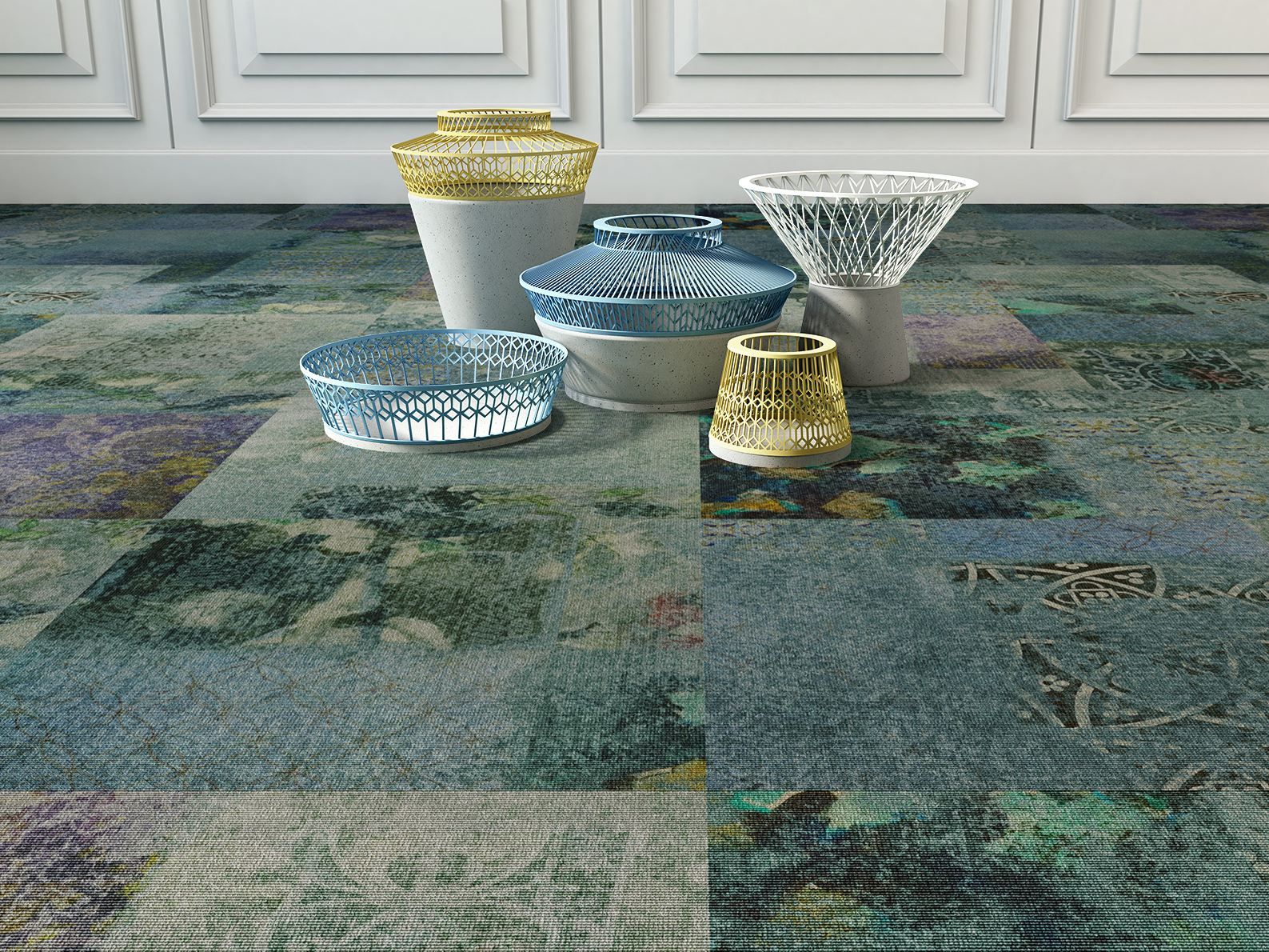 Patterned carpet tiles HELSINKI Freestile Collection By OBJECT CARPET