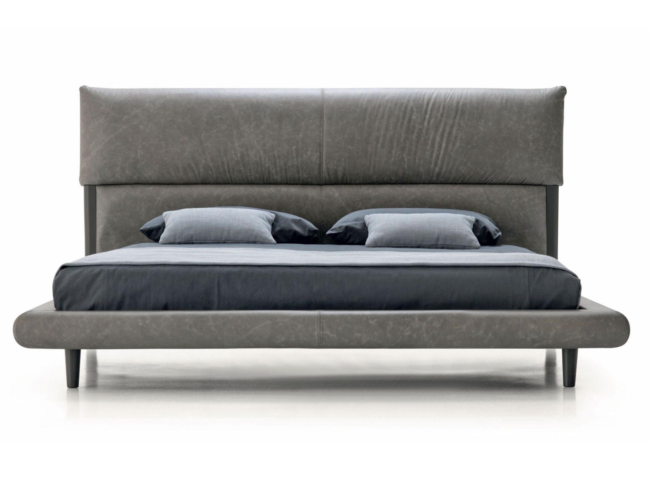 ARYA Leather double bed with upholstered headboard By CorteZari ...