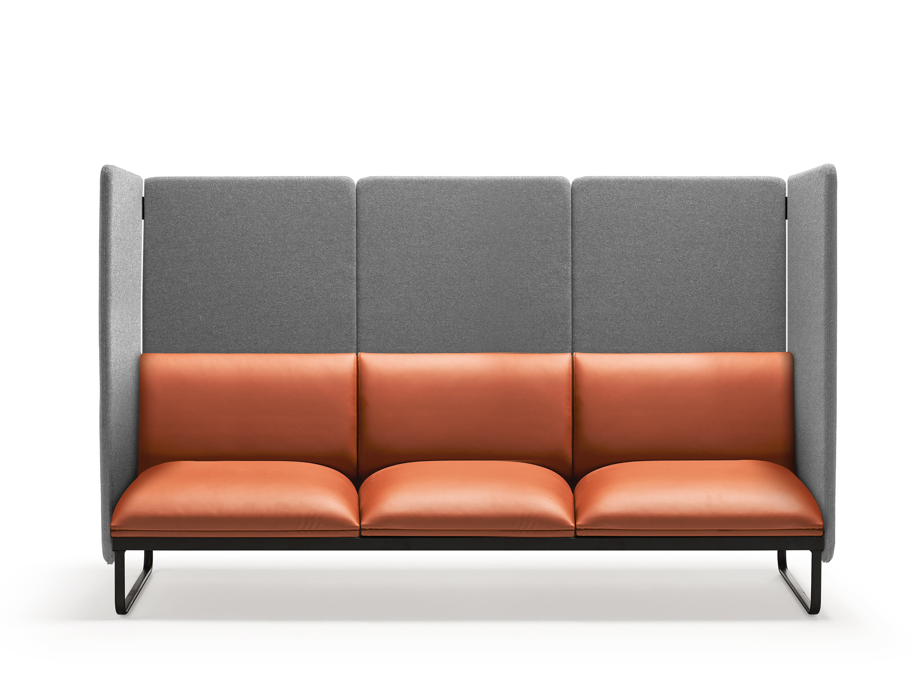 Sled base high-back leather sofa LOFT X | High-back sofa Loft X ...