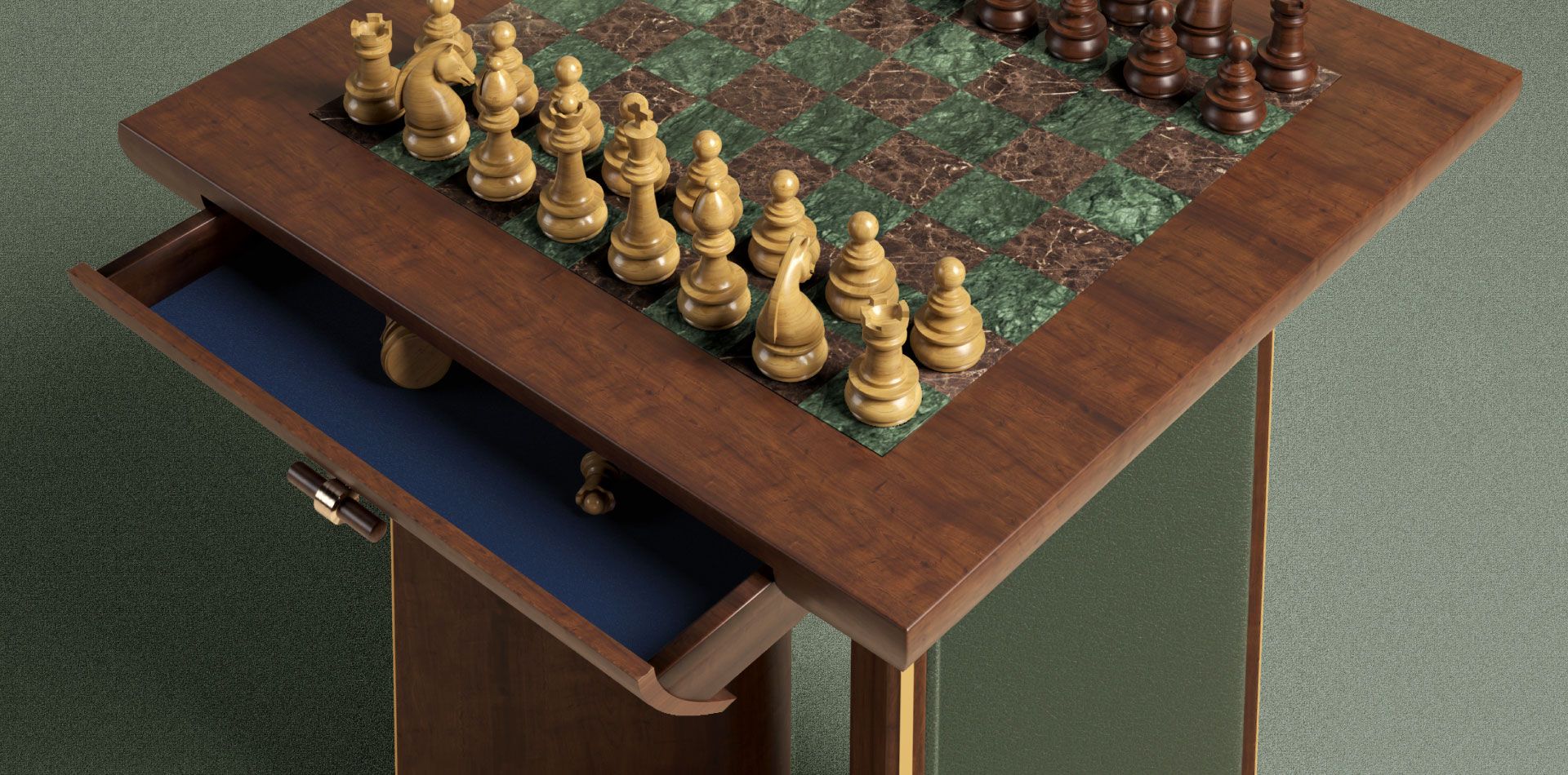 Square walnut chess table HOWARD By Wood Tailors Club