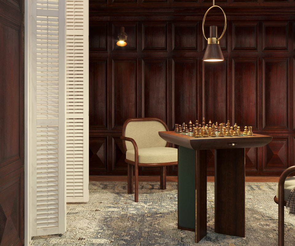 Square walnut chess table HOWARD By Wood Tailors Club