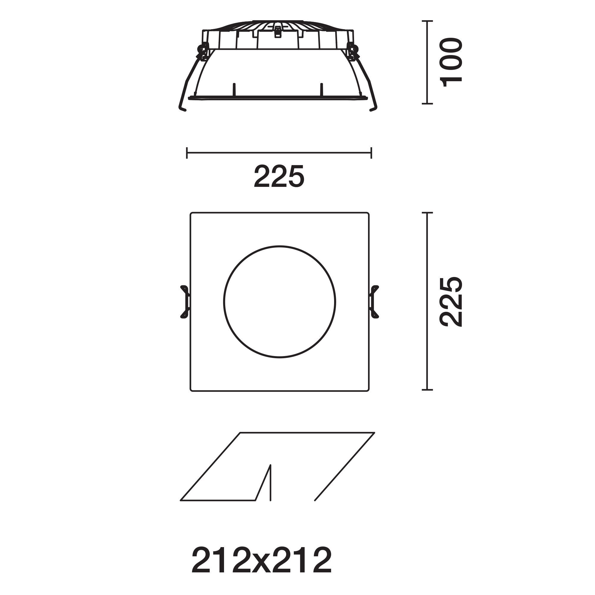 EASY SPACE Square recessed die cast aluminium spotlight for false ...