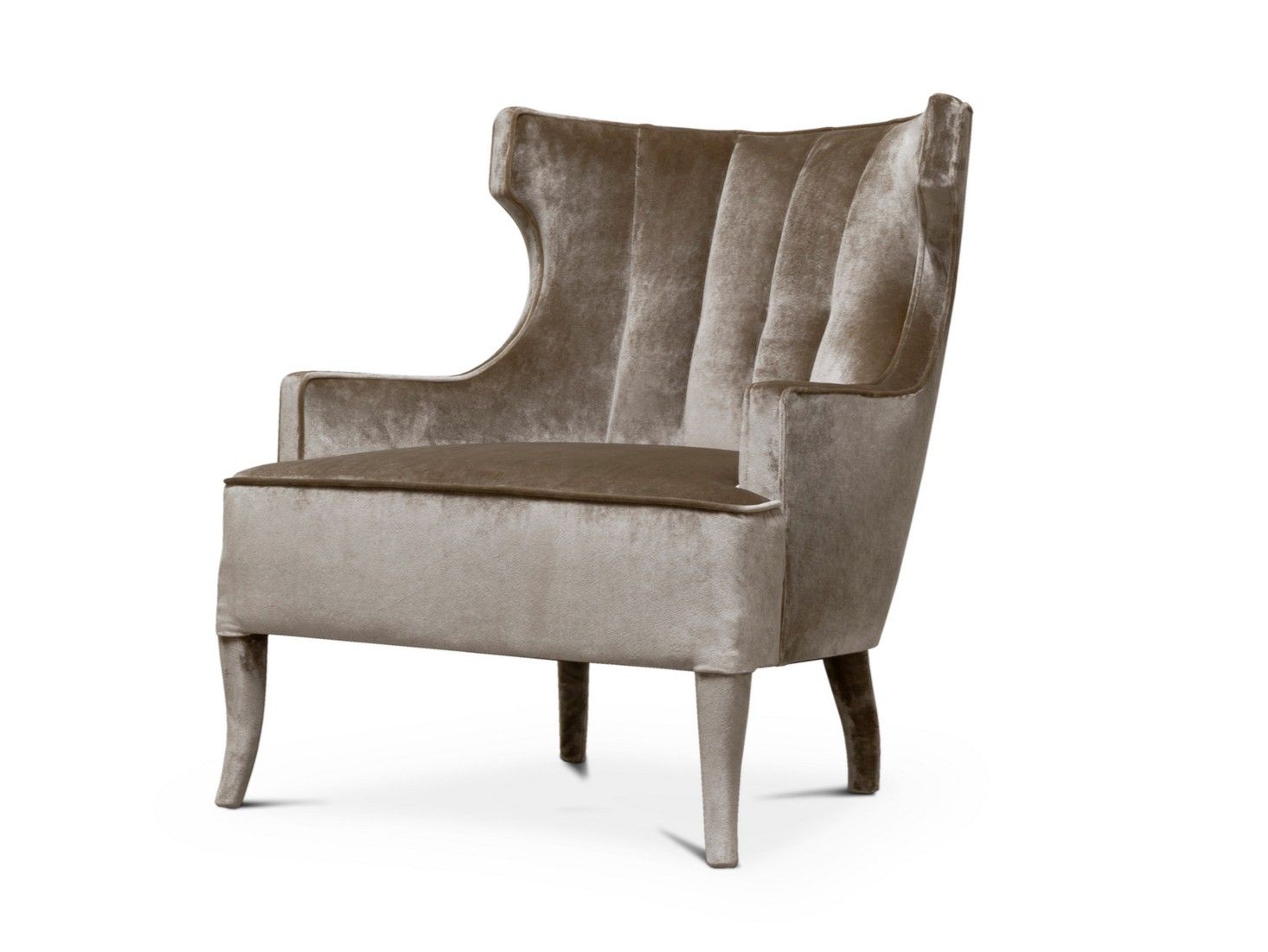 IGUAZU II Wing velvet armchair with armrests By BRABBU