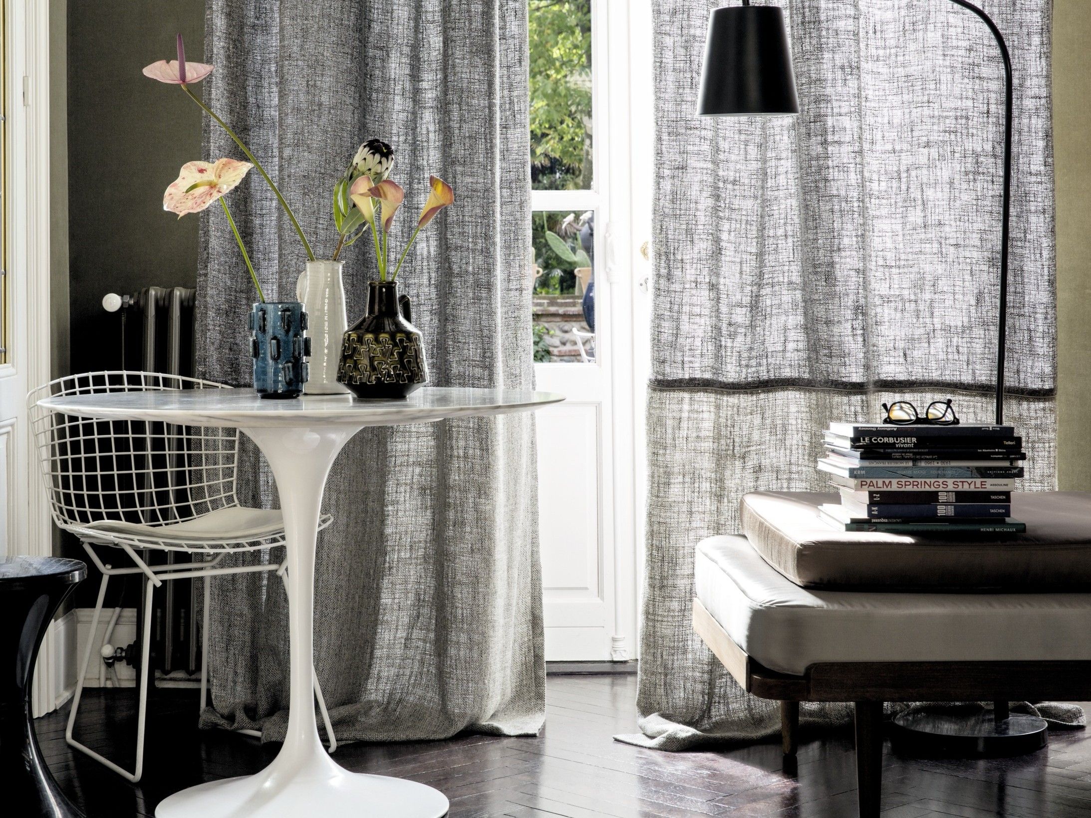 LIN ENCHANTÉ Jacquard washable linen fabric for curtains By Élitis