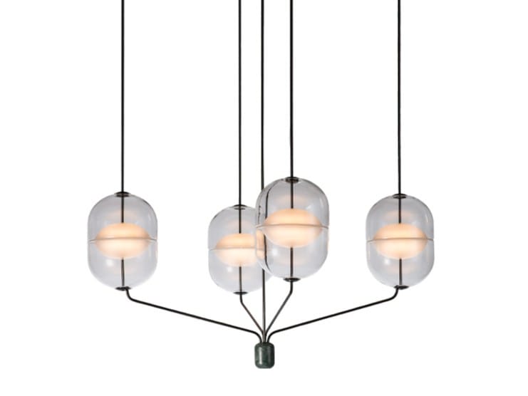 INDRE LED stone and glass modular pendant system By Rakumba