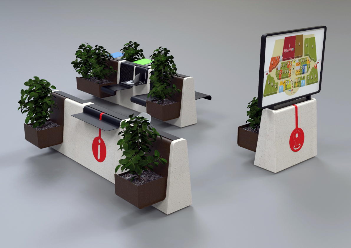 CLING Information point for reconstructed stone reception desk By ...
