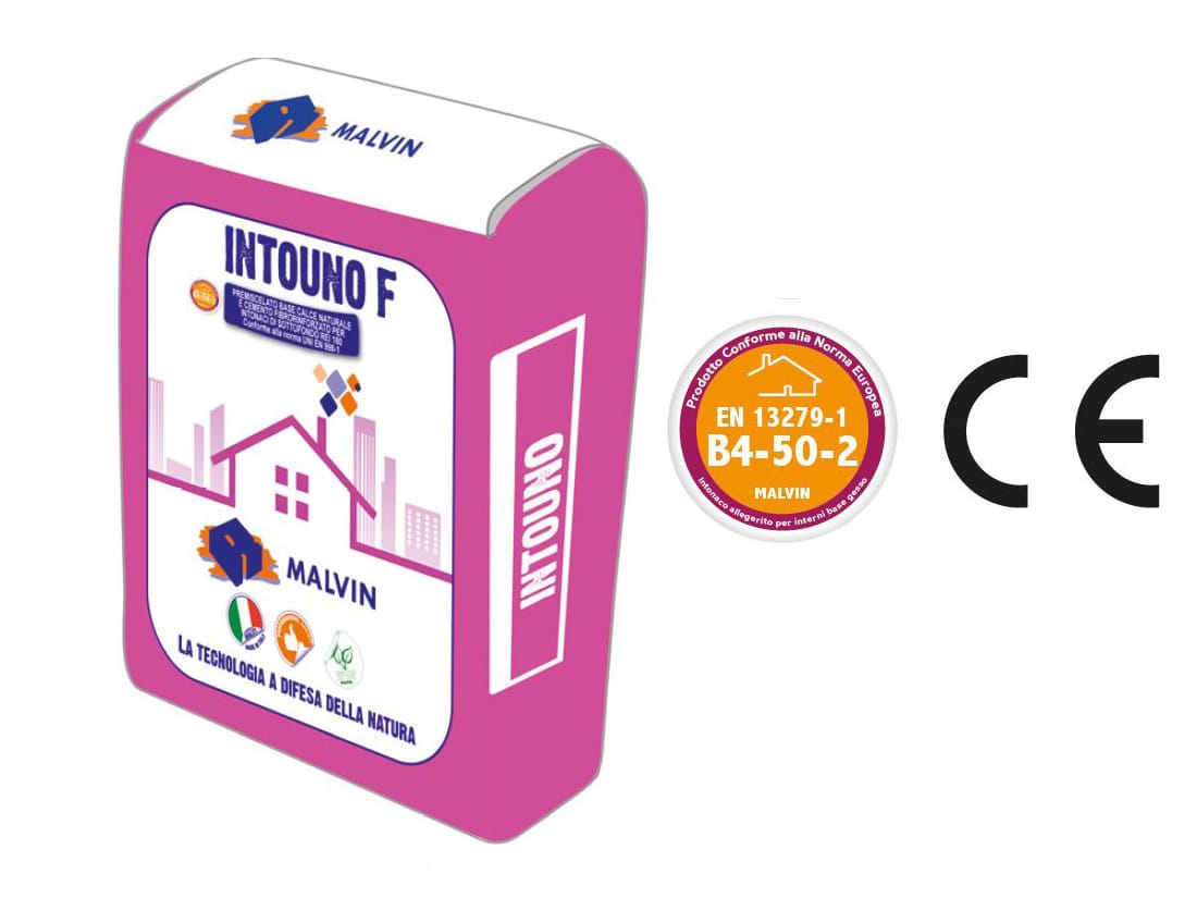 Intonaco premiscelato a base di calce naturale e gesso INTOUNO F By malvin