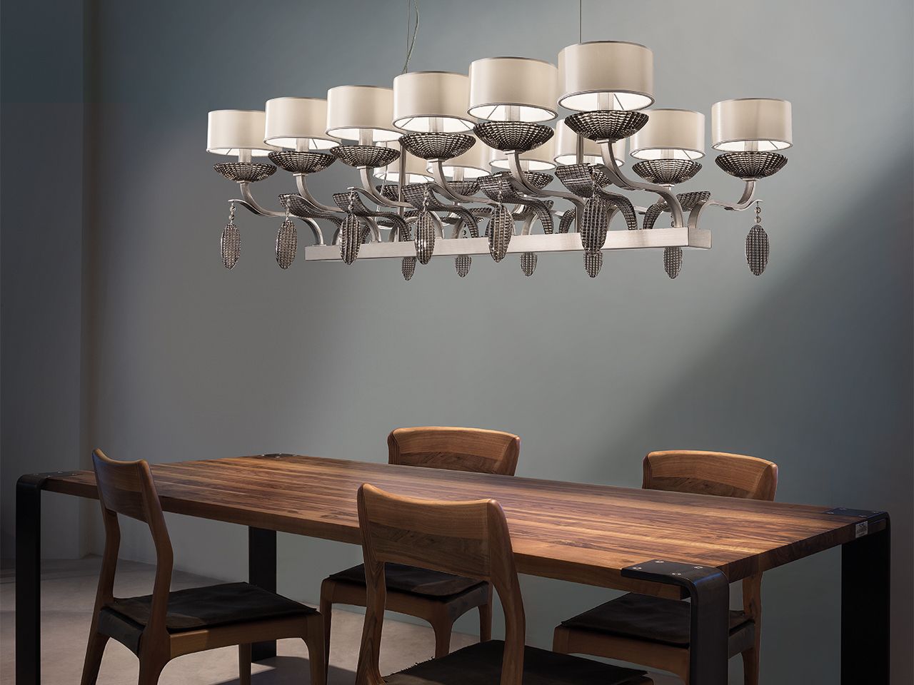 Handmade glass pendant lamp ISBEL 12 BIL Isbel Collection By Masiero