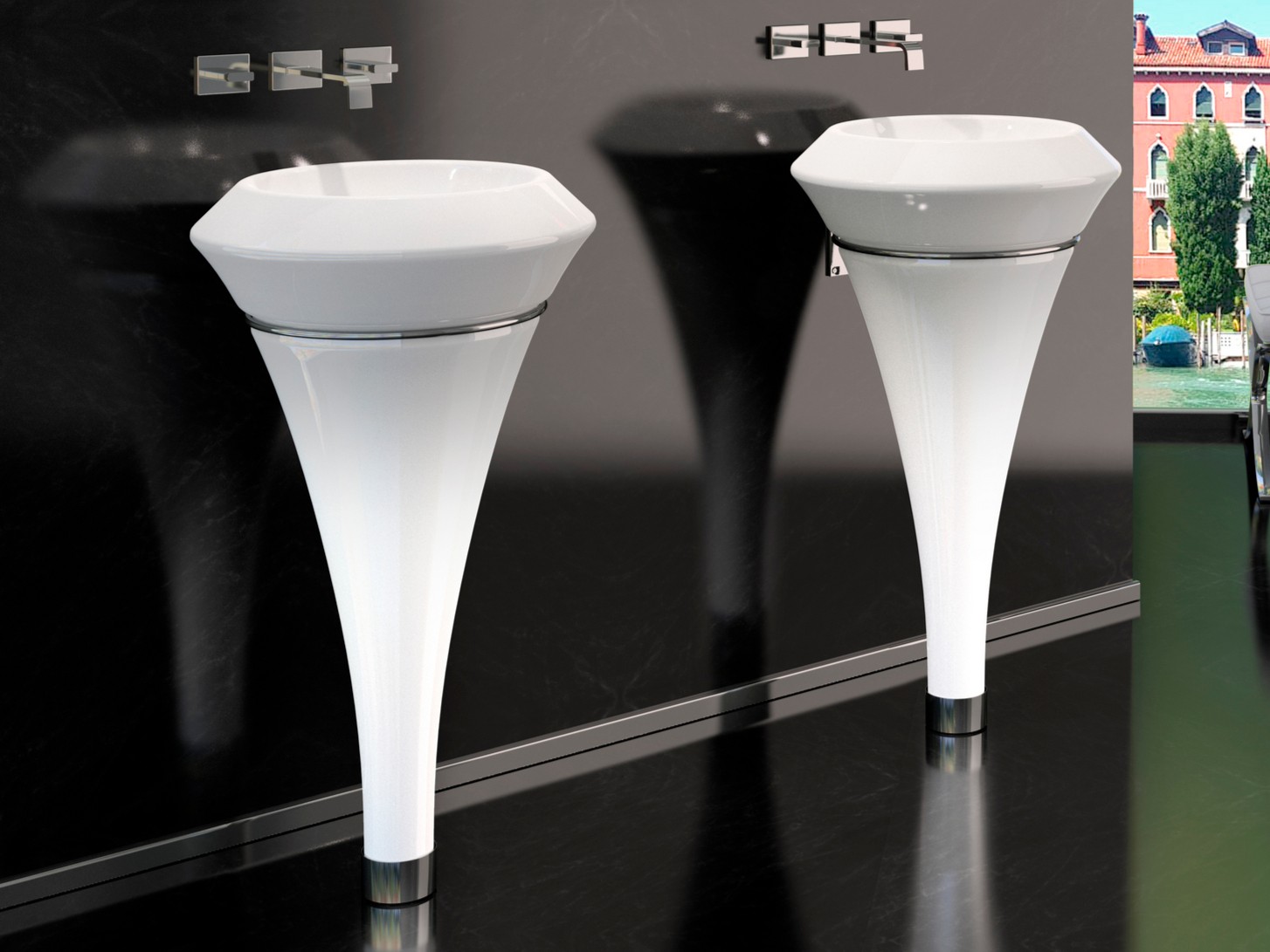 ISOLA MURANO Lavabo freestanding in vetro di Murano con illuminazione ...