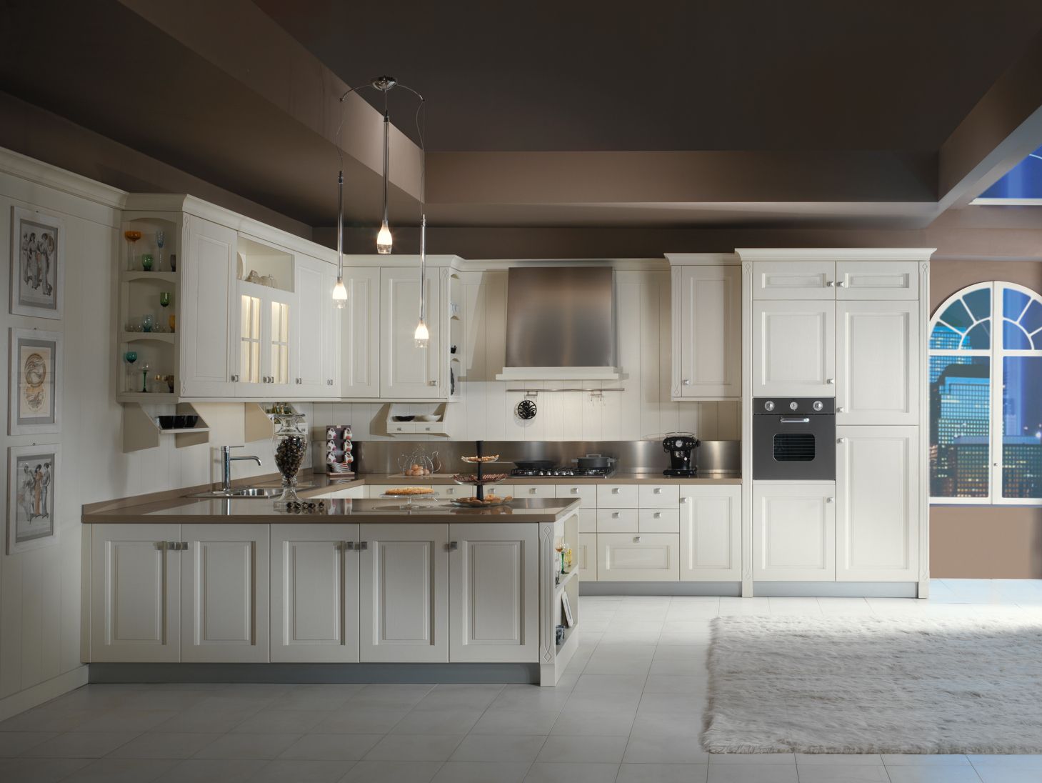 JENNY | Kitchen with peninsula Solid wood fitted kitchen with peninsula ...