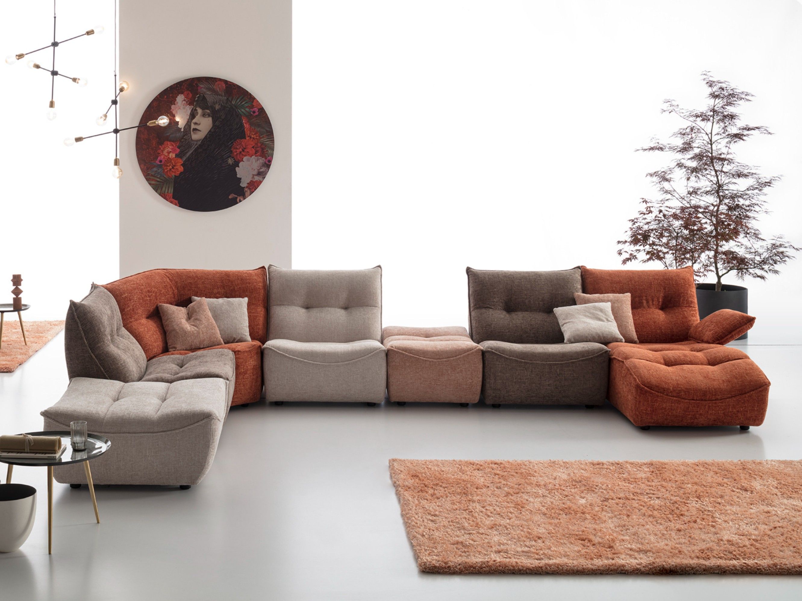 Modular fabric sofa JINGA By AERRE ITALIA